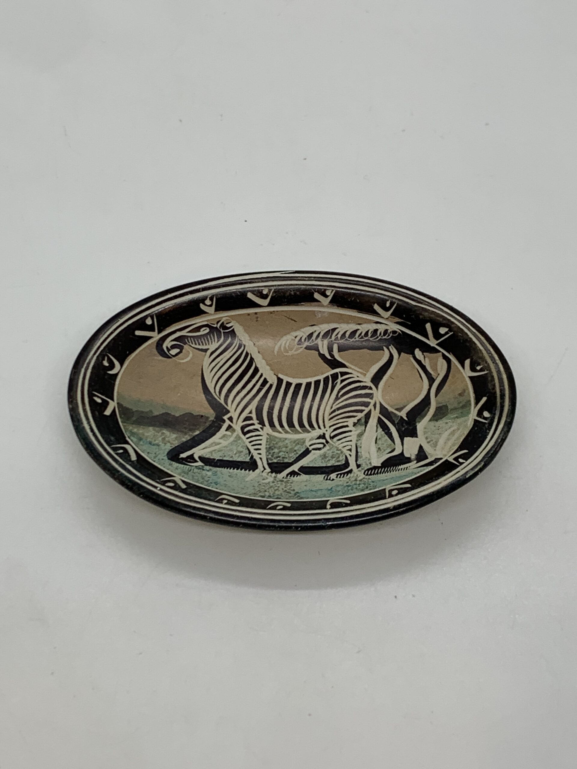 Soapstone Zebra Dish 10cm long - Vintage Keepsakes