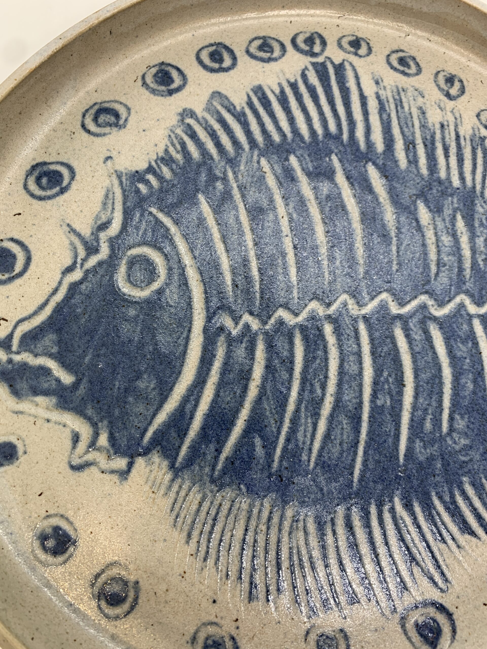 Pottery Fish Plate (with mark to base) 26cm - Vintage Keepsakes