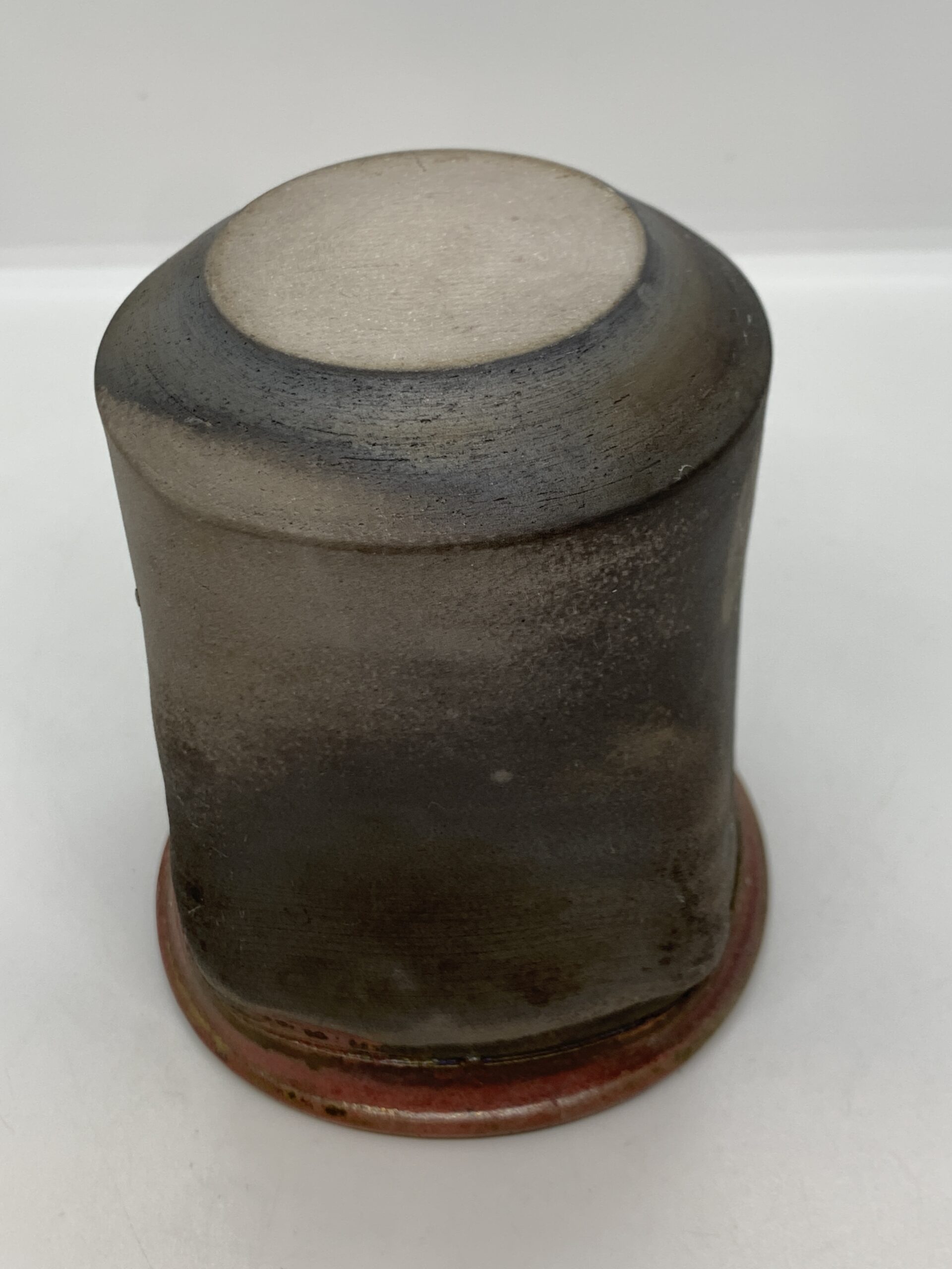 Raku Potery Vase with Mushroom Design to Front 12cm (stamped to bottom ...