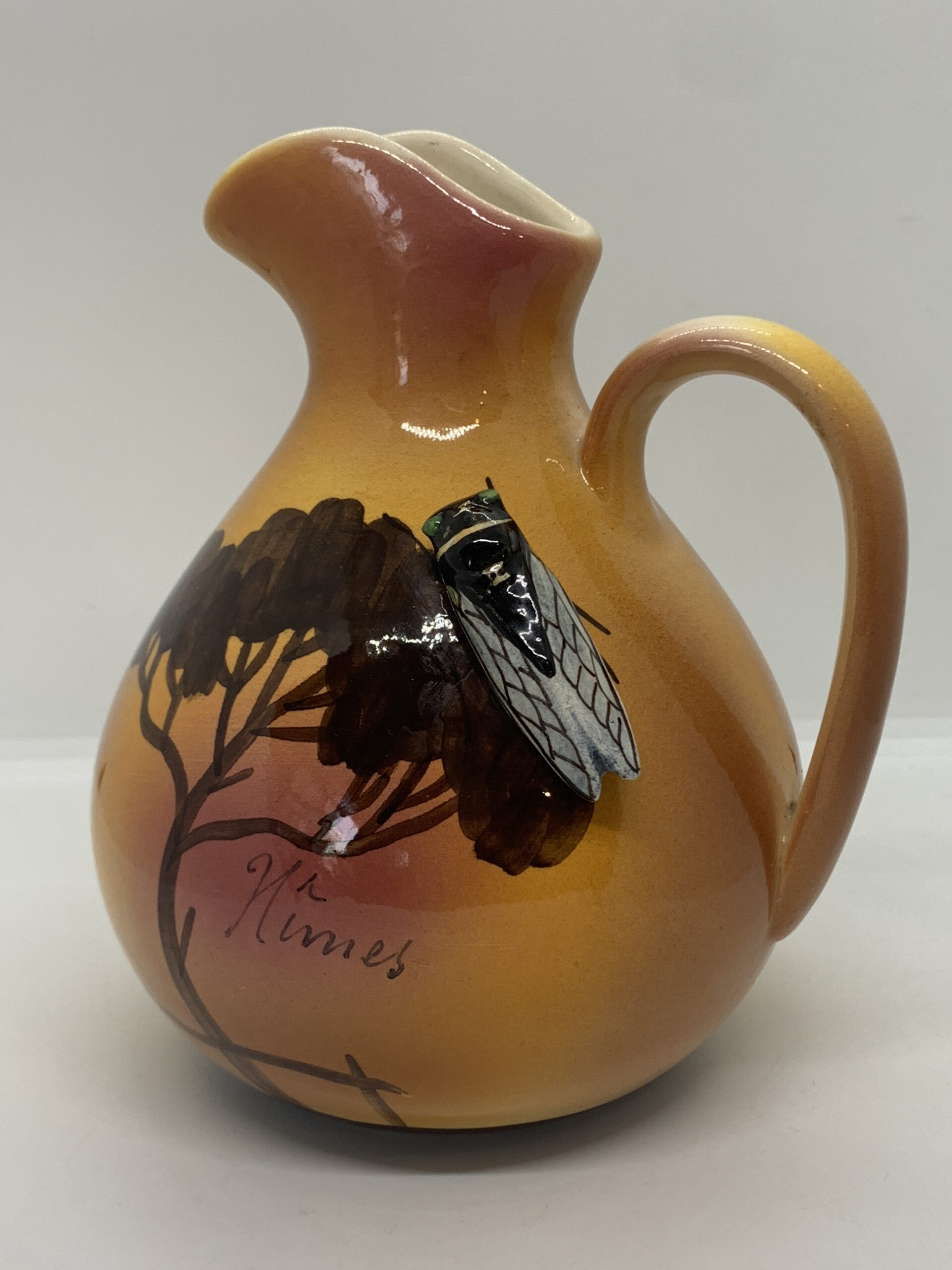 Vintage Sicard Cicada Pottery Jug or Pitcher 16cm - Vintage Keepsakes
