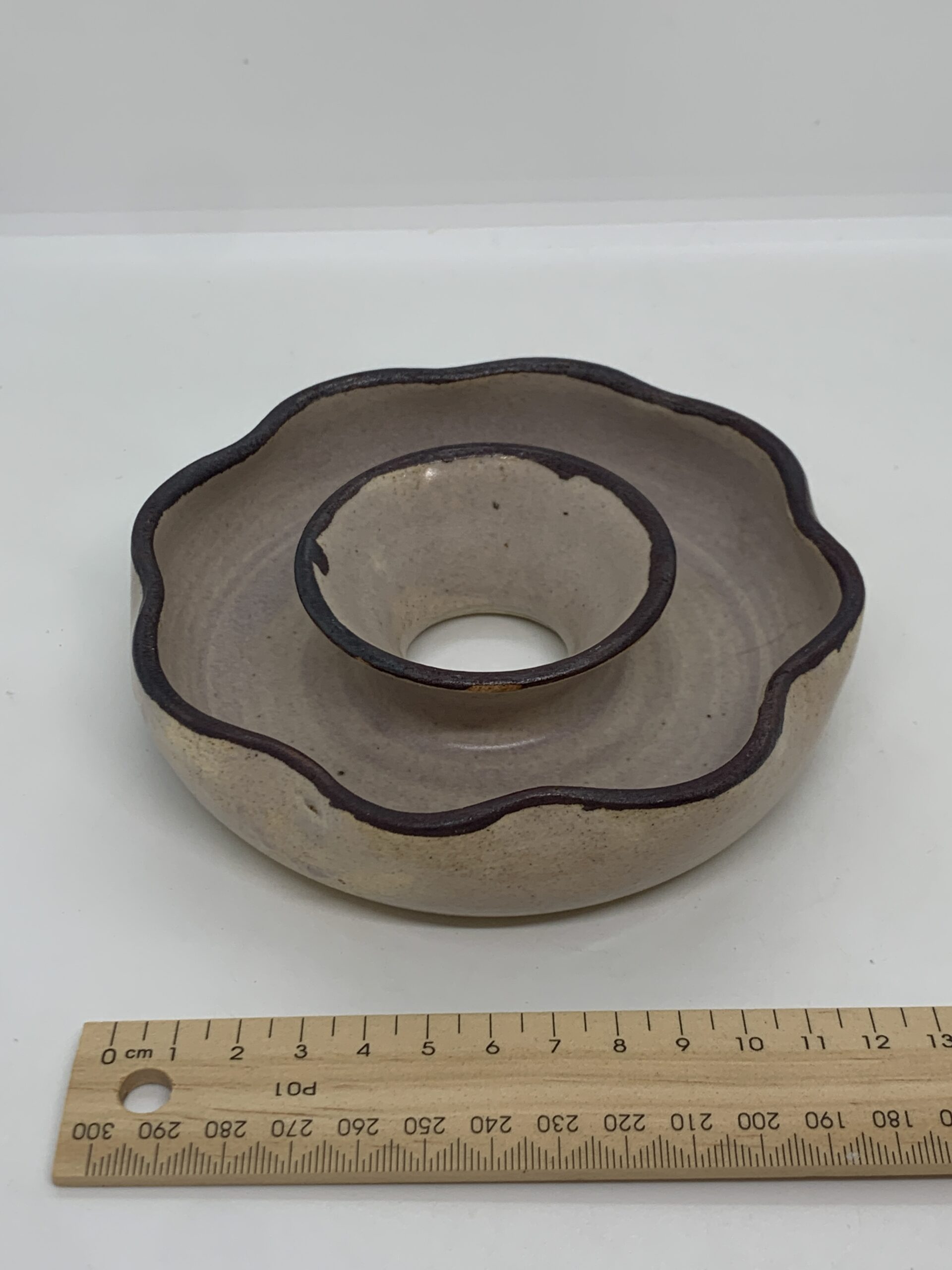 Ring Vase Tari Pottery Rita Bowman 13.5cm wide - Vintage Keepsakes