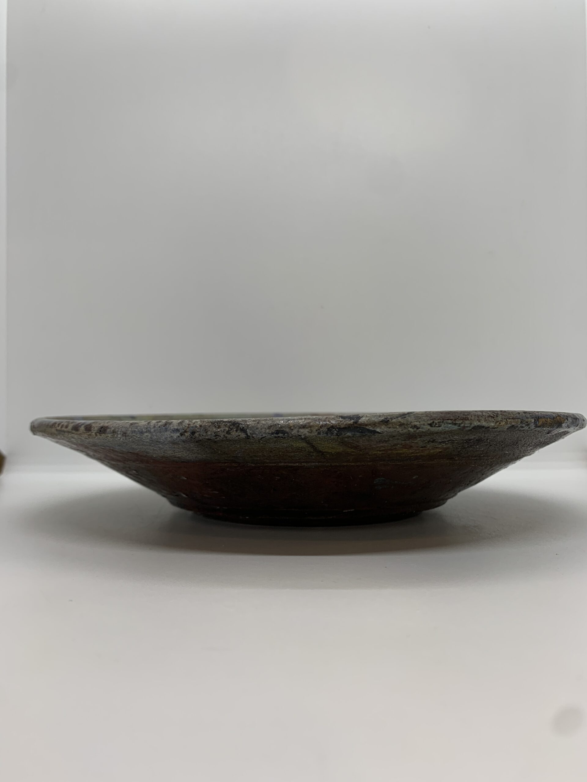 Raku Pottery Plate (incised mark to base) 23cm - Vintage Keepsakes