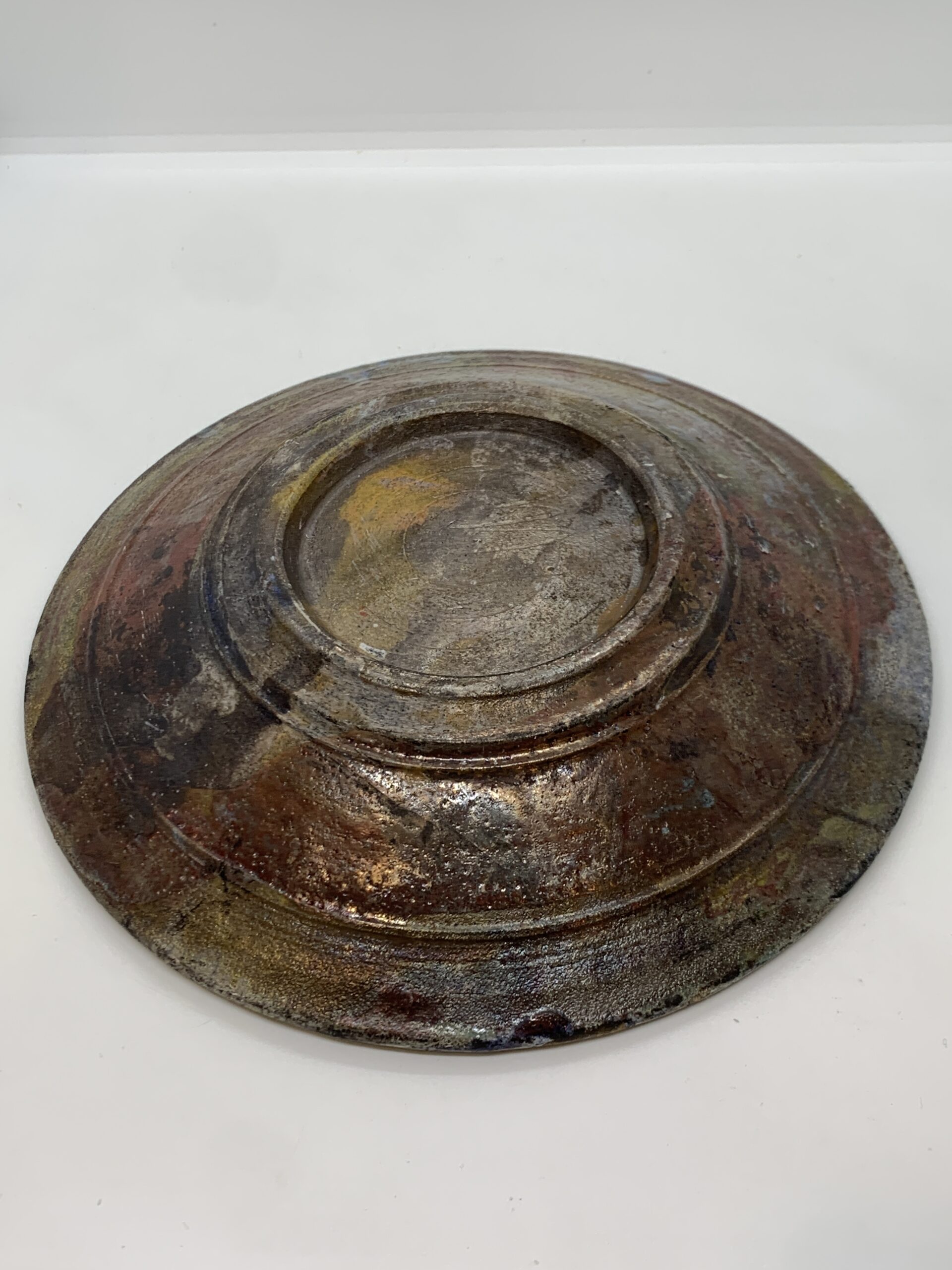 Raku Pottery Plate (incised mark to base) 23cm - Vintage Keepsakes