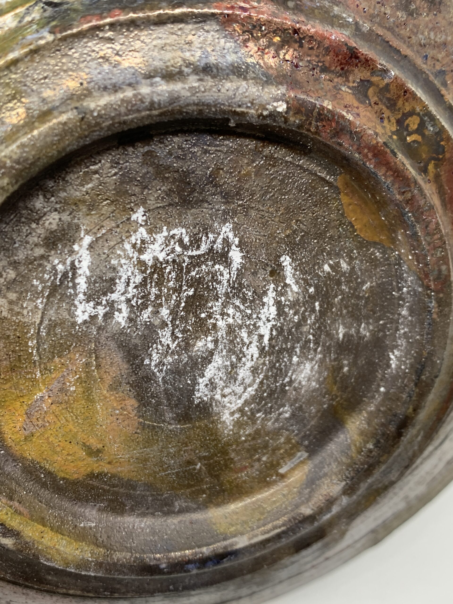Raku Pottery Plate (incised mark to base) 23cm - Vintage Keepsakes