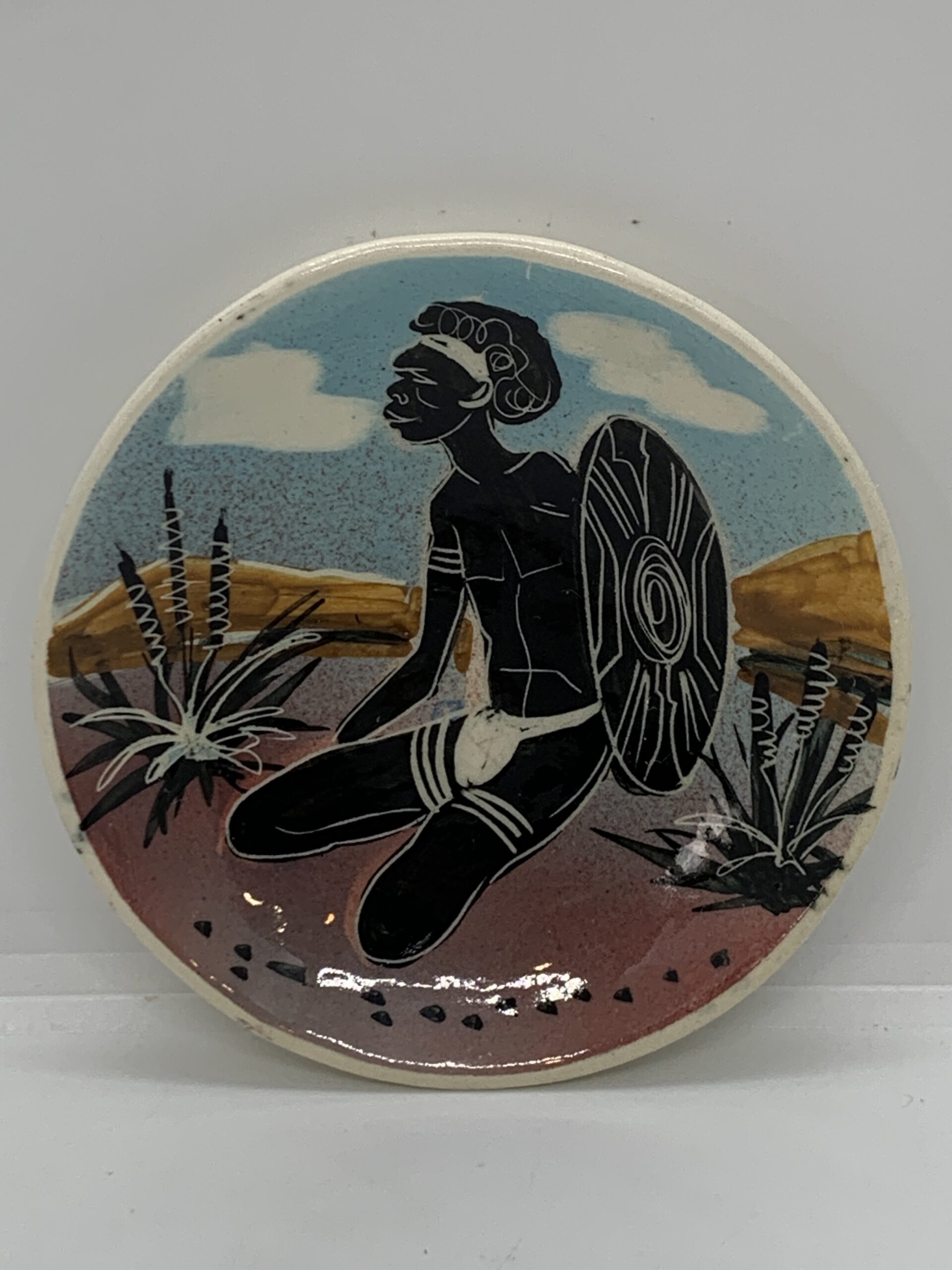 Vintage Vande Pottery Plate with Aboriginal Design 12cm - Vintage Keepsakes