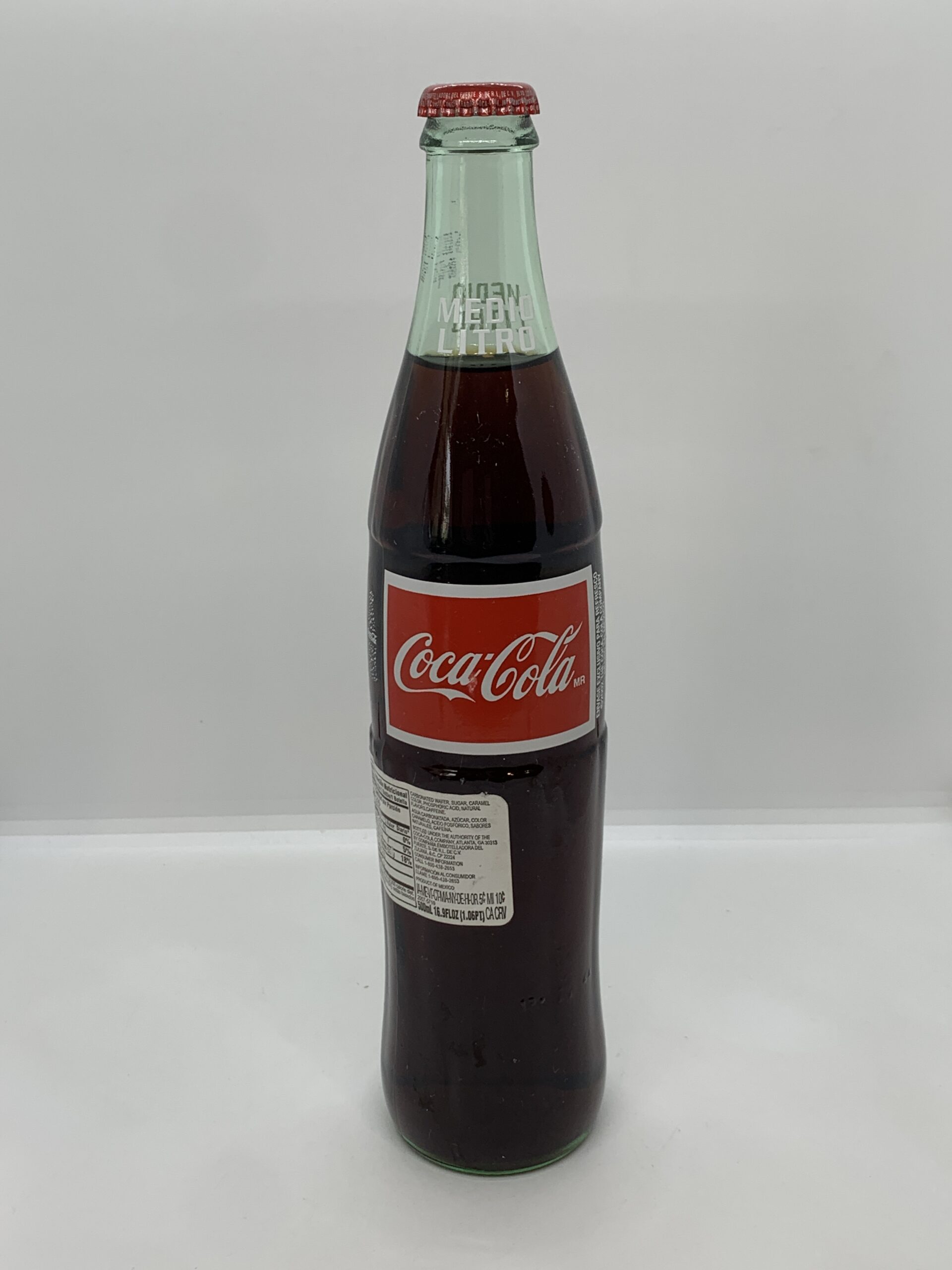 Coca Cola Medio Litro Bottle Full 29cm - Vintage Keepsakes