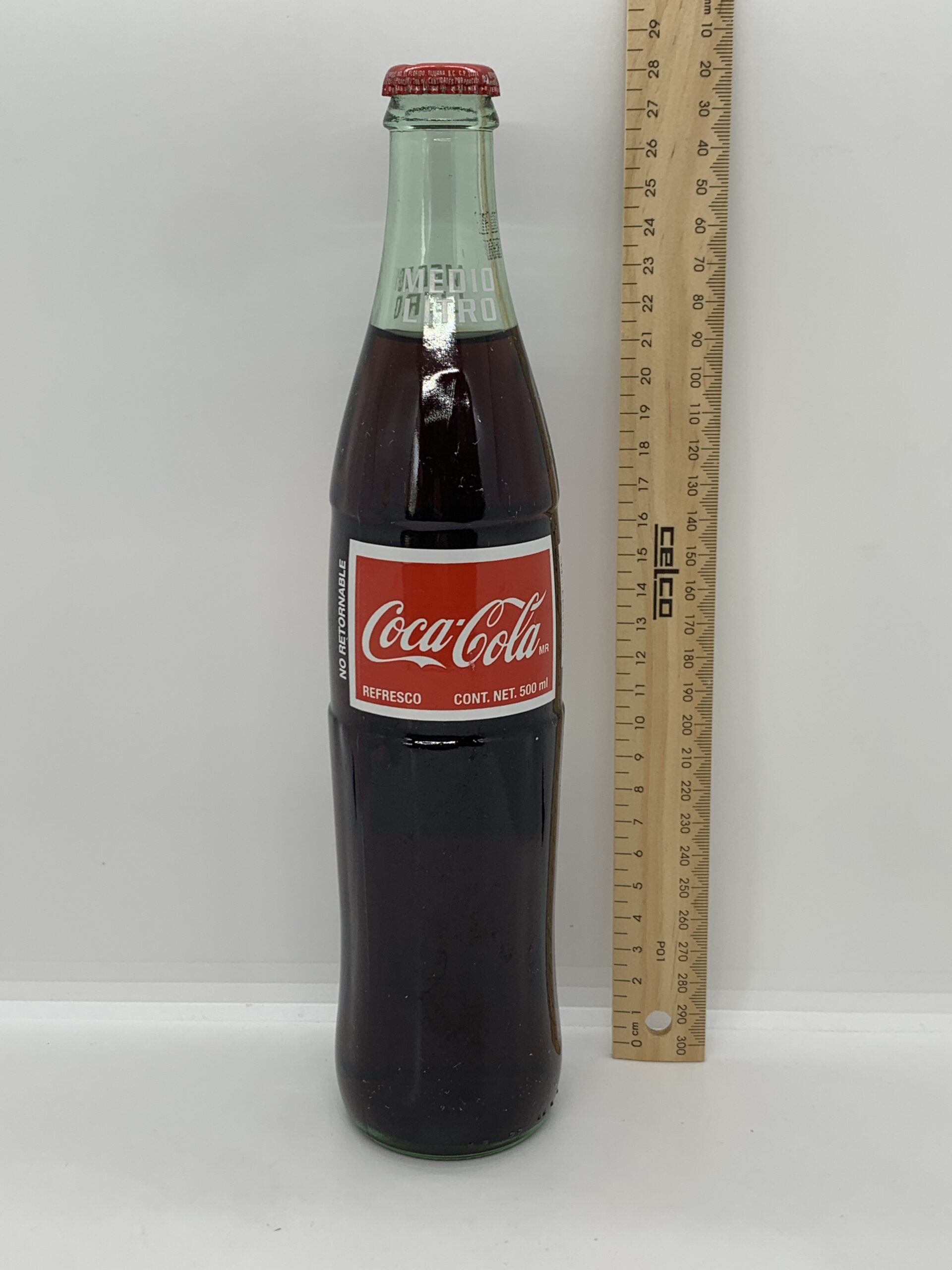 Coca Cola Medio Litro Bottle Full 29cm - Vintage Keepsakes