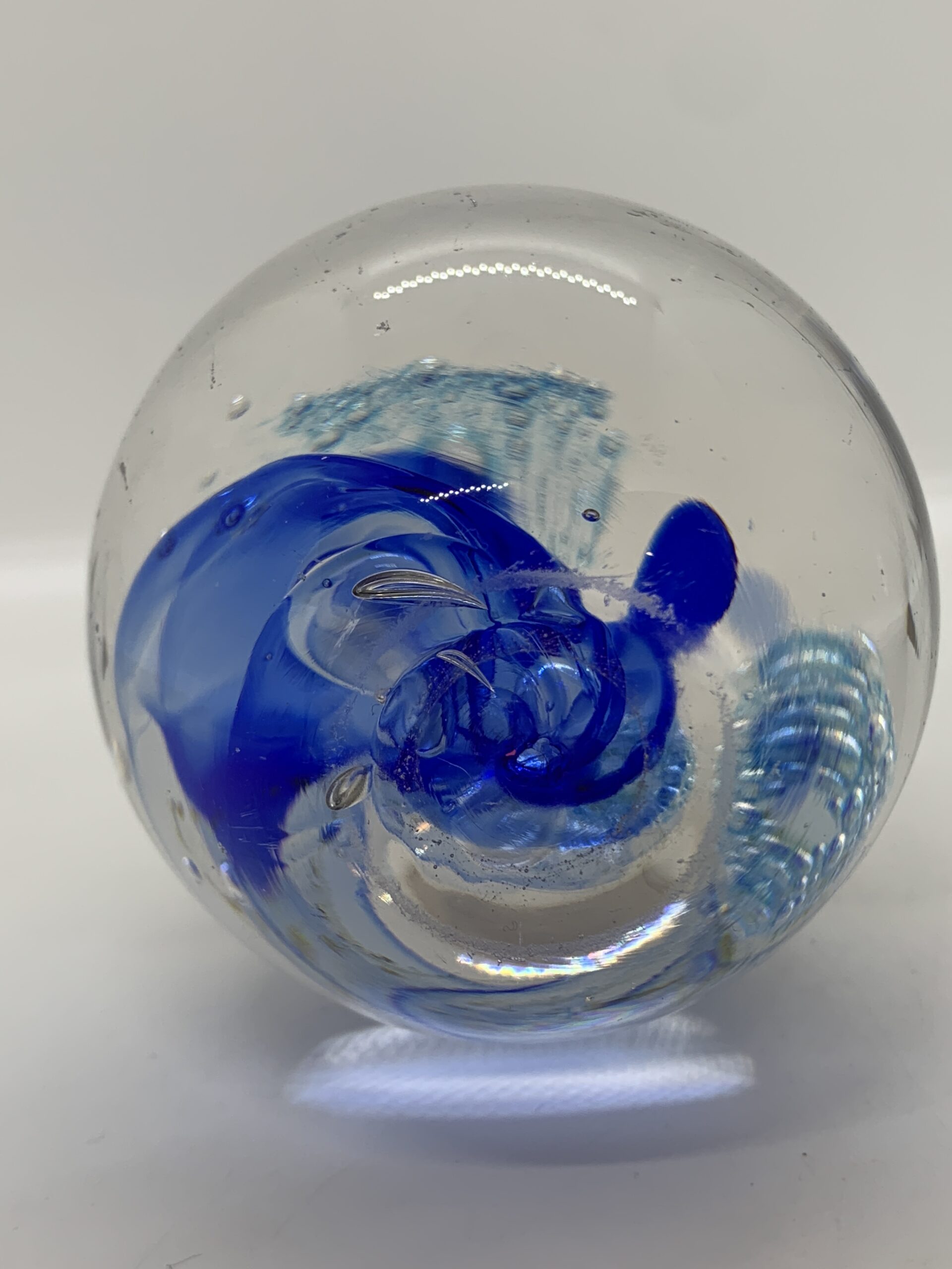 Blue Abstract Swirl Paperweight 7.5cm - Vintage Keepsakes