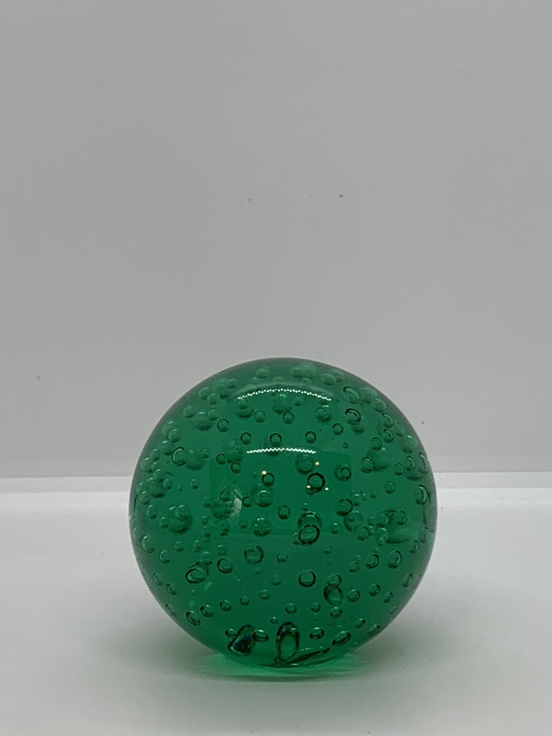 Green Bullicante Glass Paperweight 8cm - Vintage Keepsakes