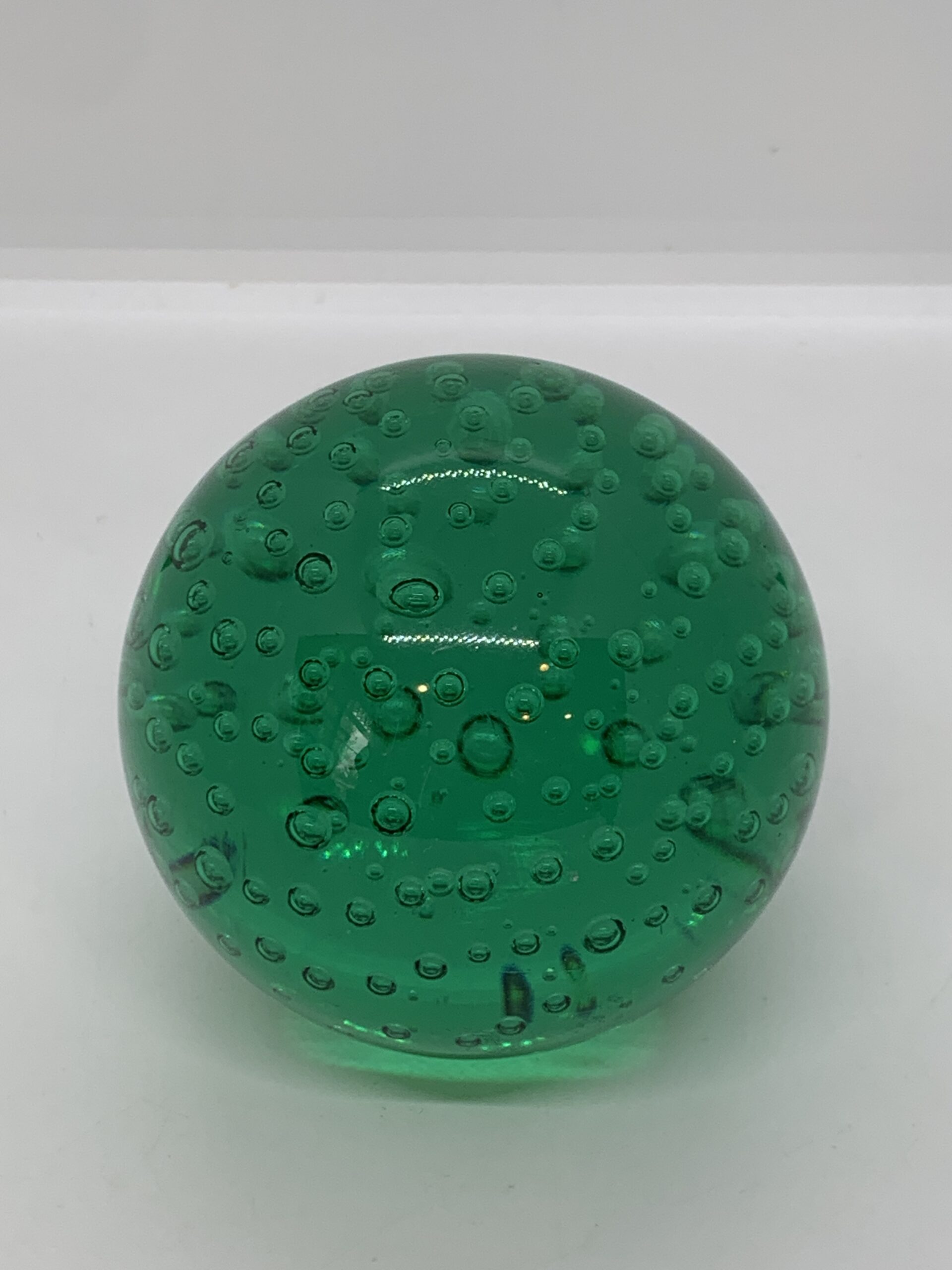 Green Bullicante Glass Paperweight 8cm - Vintage Keepsakes