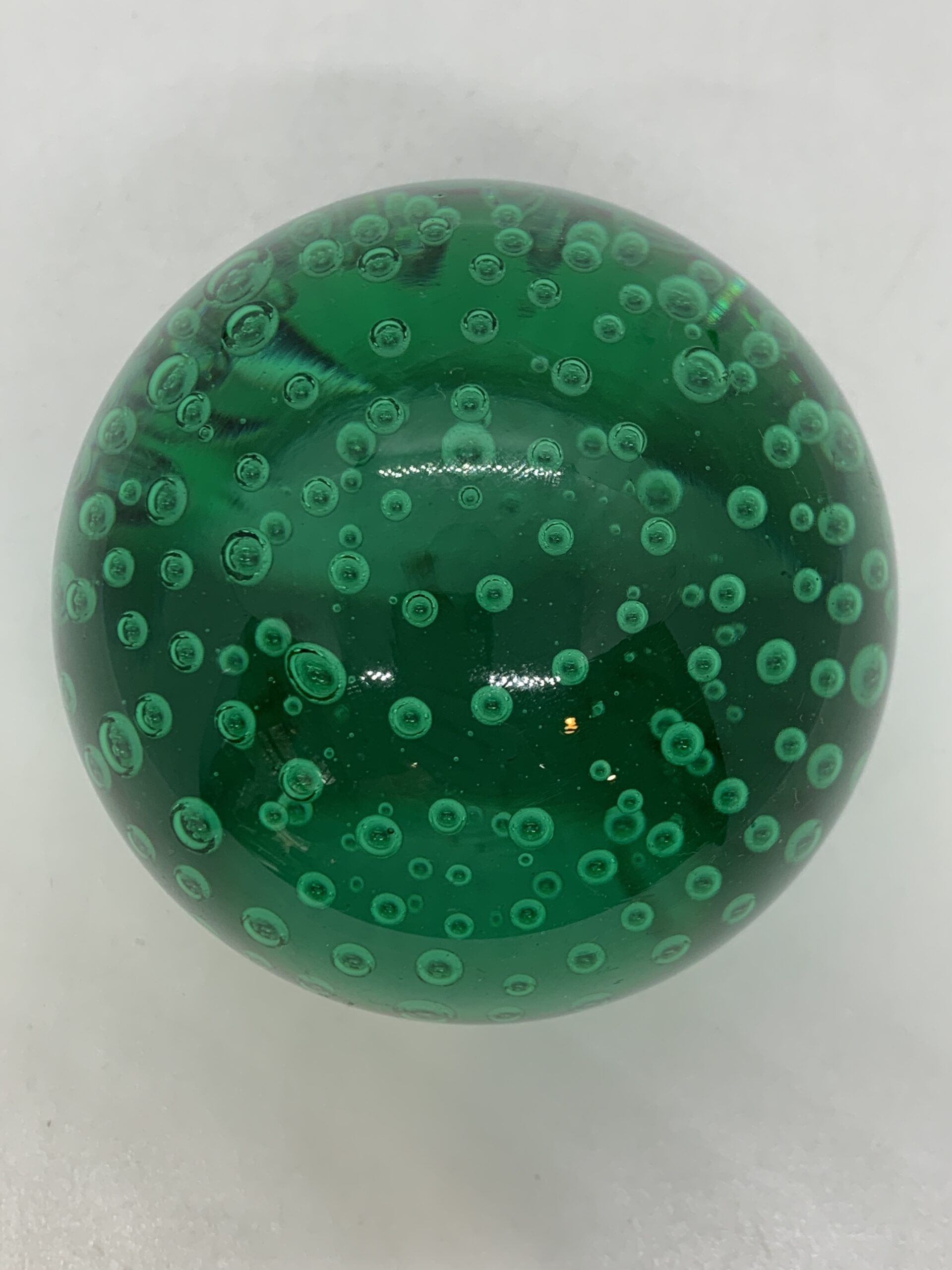 Green Bullicante Glass Paperweight 8cm - Vintage Keepsakes