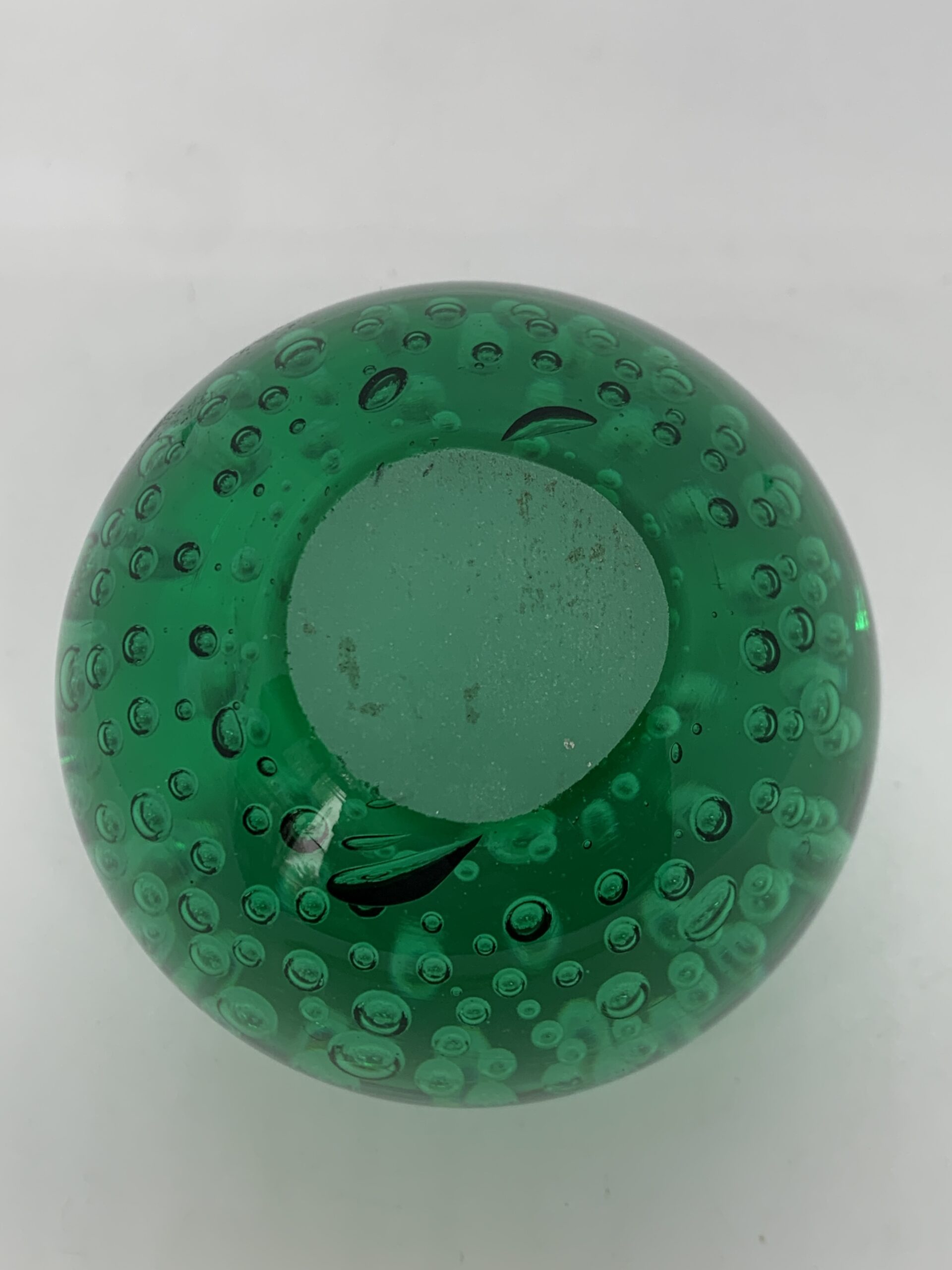 Green Bullicante Glass Paperweight 8cm - Vintage Keepsakes