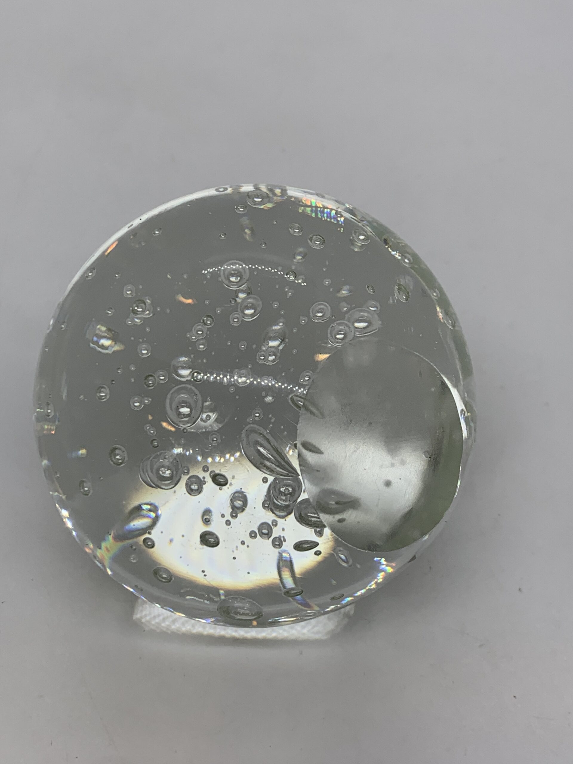 Clear Scattered Bubble Paperweight 7.5cm - Vintage Keepsakes