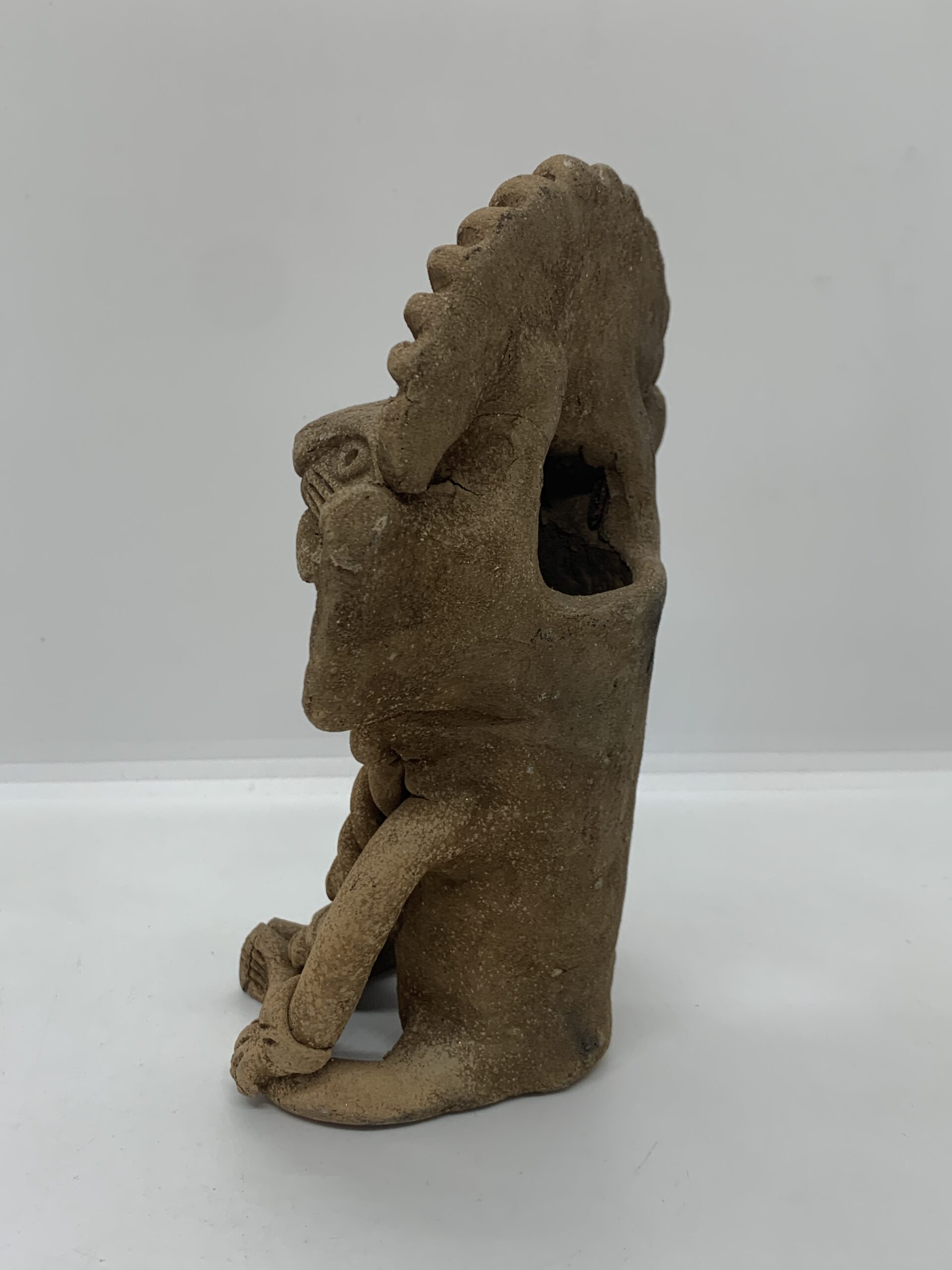 Vintage Mayan Clay Figure - Wearing a Jaguar Headress - 17cm - Vintage ...