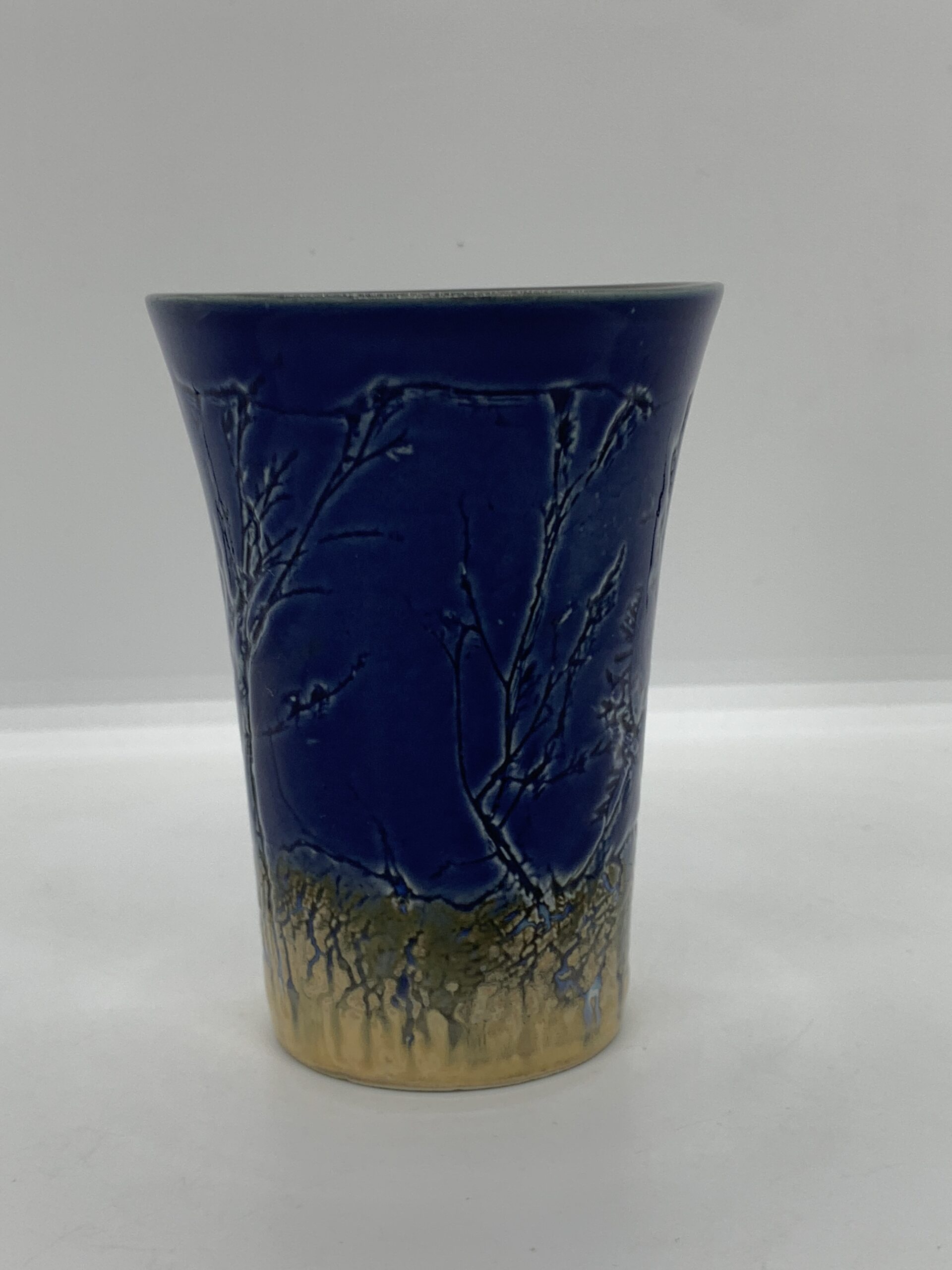 Malaysian Tenmoku Pottery Blue Pottery Cup 12cm - Vintage Keepsakes