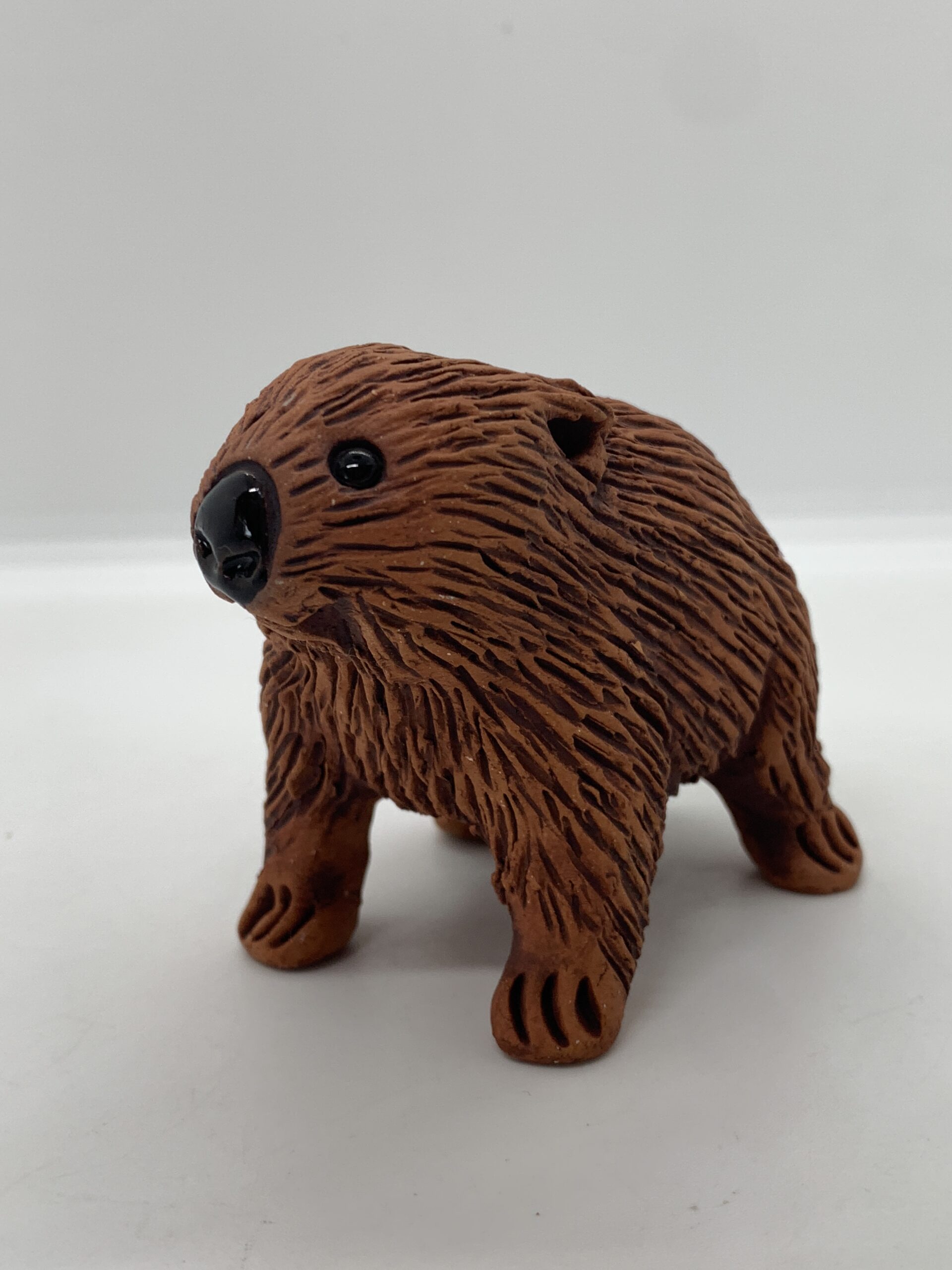 Pottery Wombat - stamped Handmade Australia - 9cm long - Vintage Keepsakes
