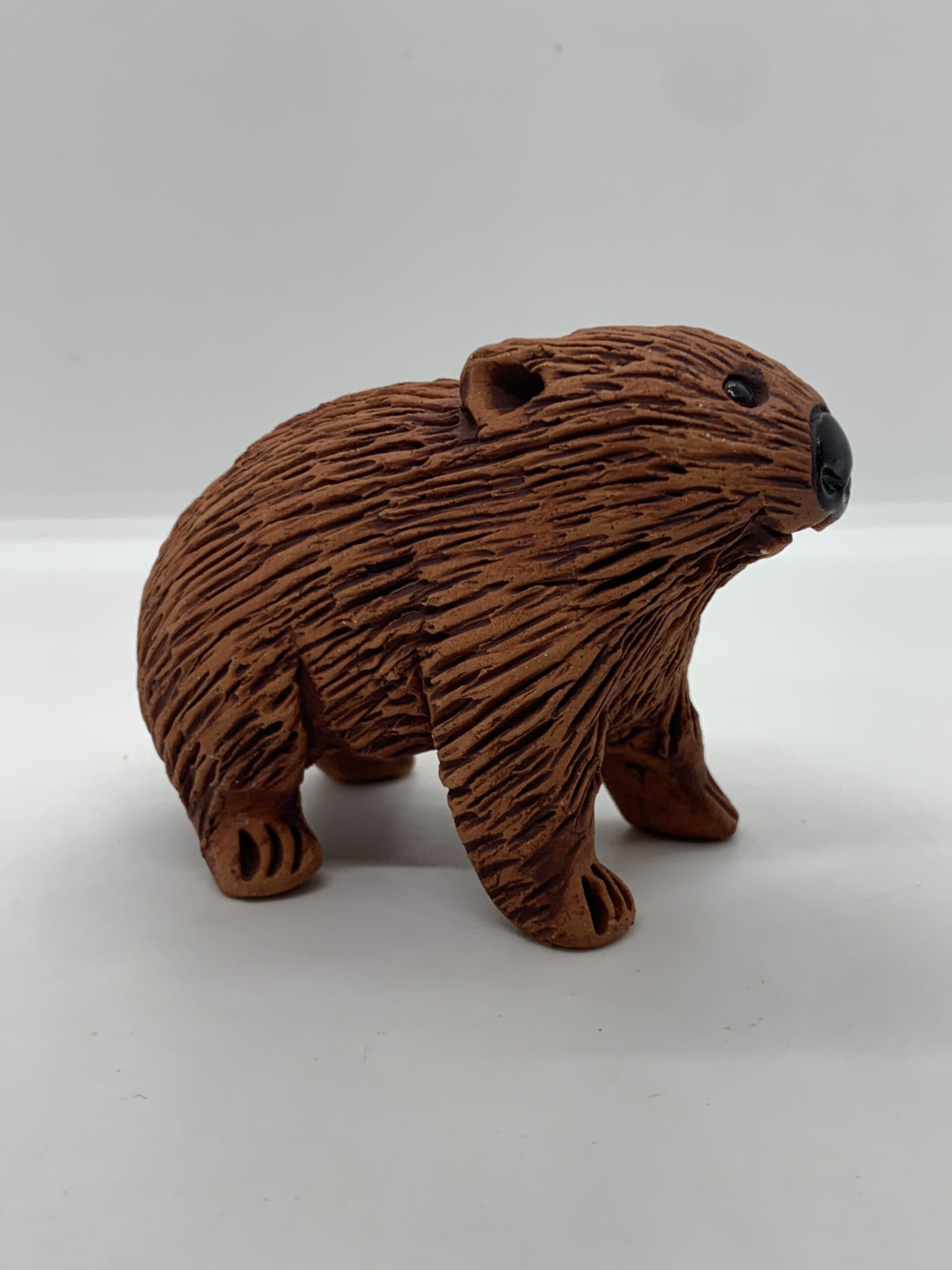 Pottery Wombat - stamped Handmade Australia - 9cm long - Vintage Keepsakes