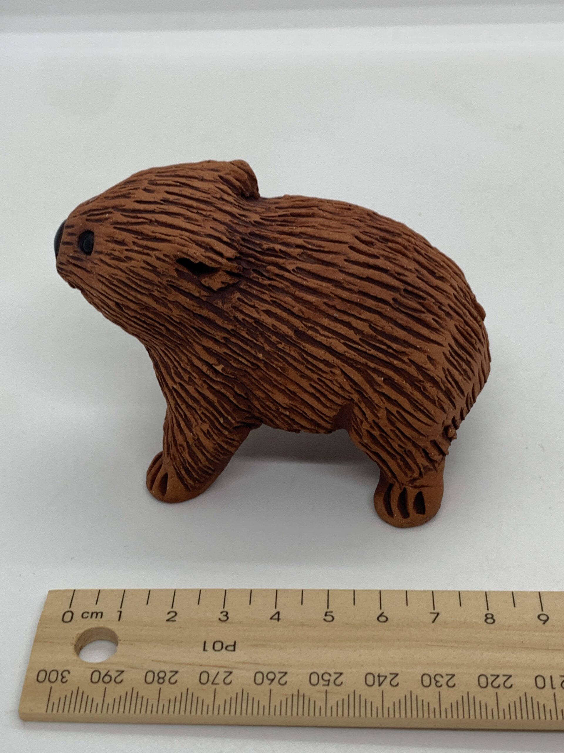 Pottery Wombat - stamped Handmade Australia - 9cm long - Vintage Keepsakes