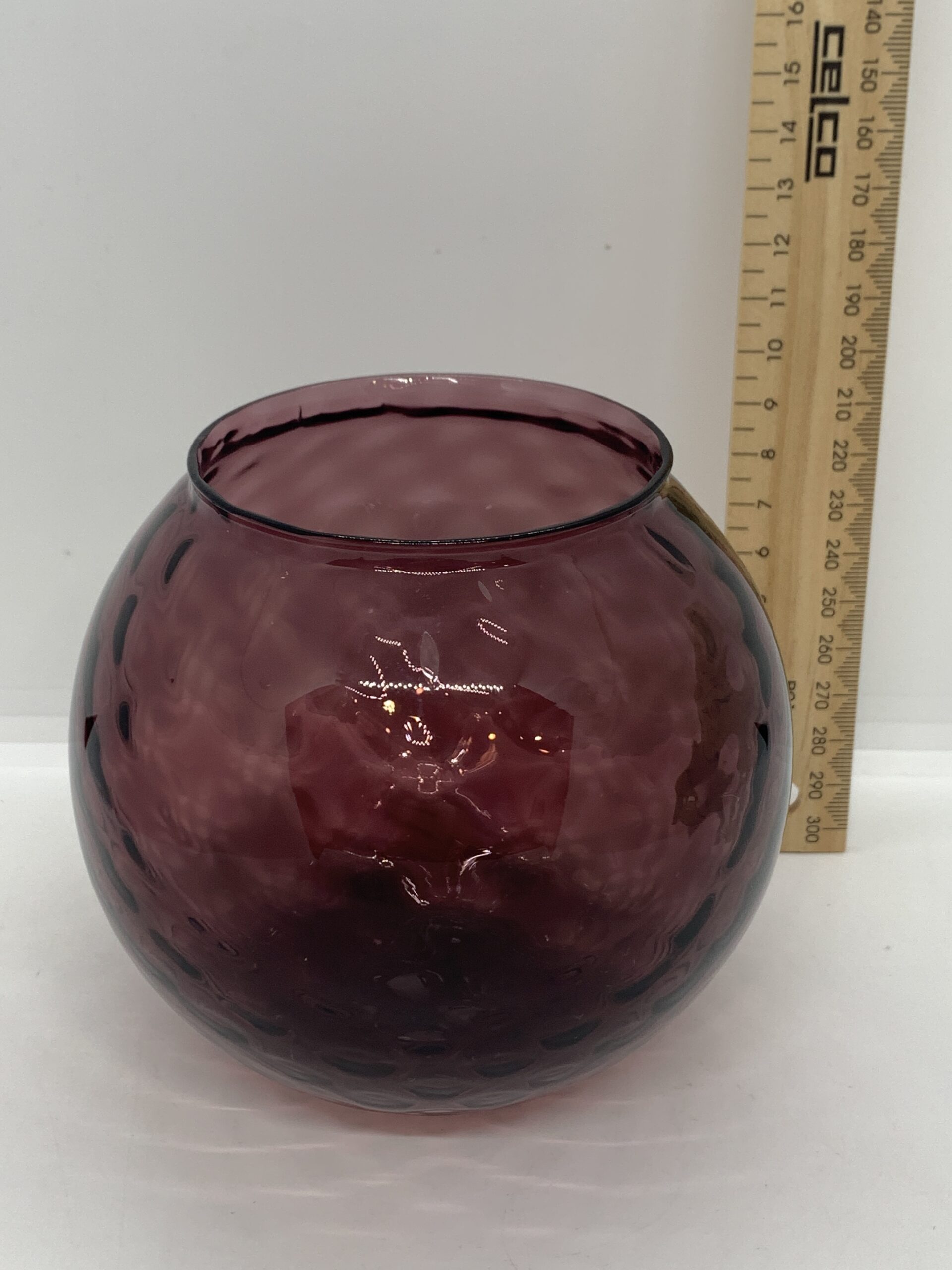 Amethyst Glass Diamond Optic Design Sphere Bowl 12cm - Vintage Keepsakes