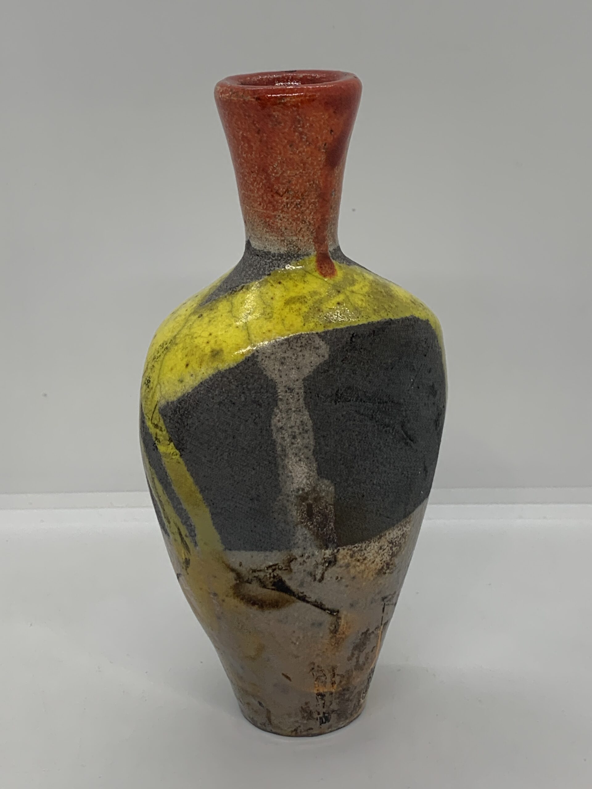Judith Roberts Raku Pottery Bud Vase 18.5cm - Impressed JR to side ...