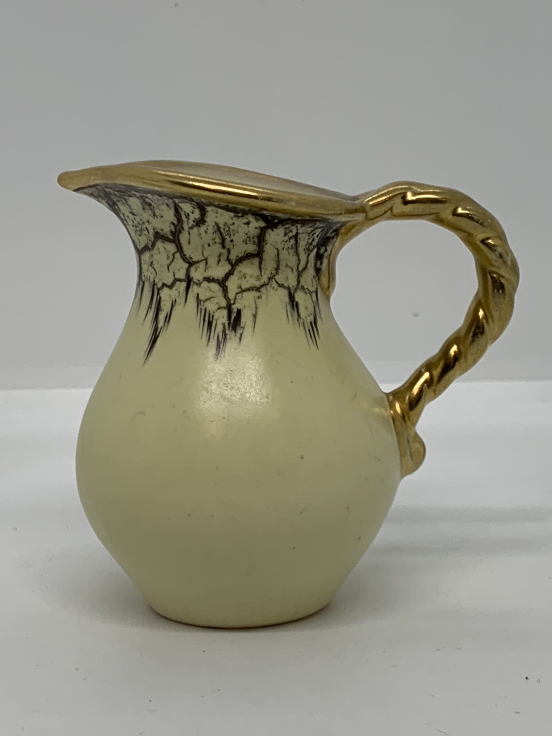 Yellow Jug with Black Pattern at Top Gilt Edge and Handle (marked to ...
