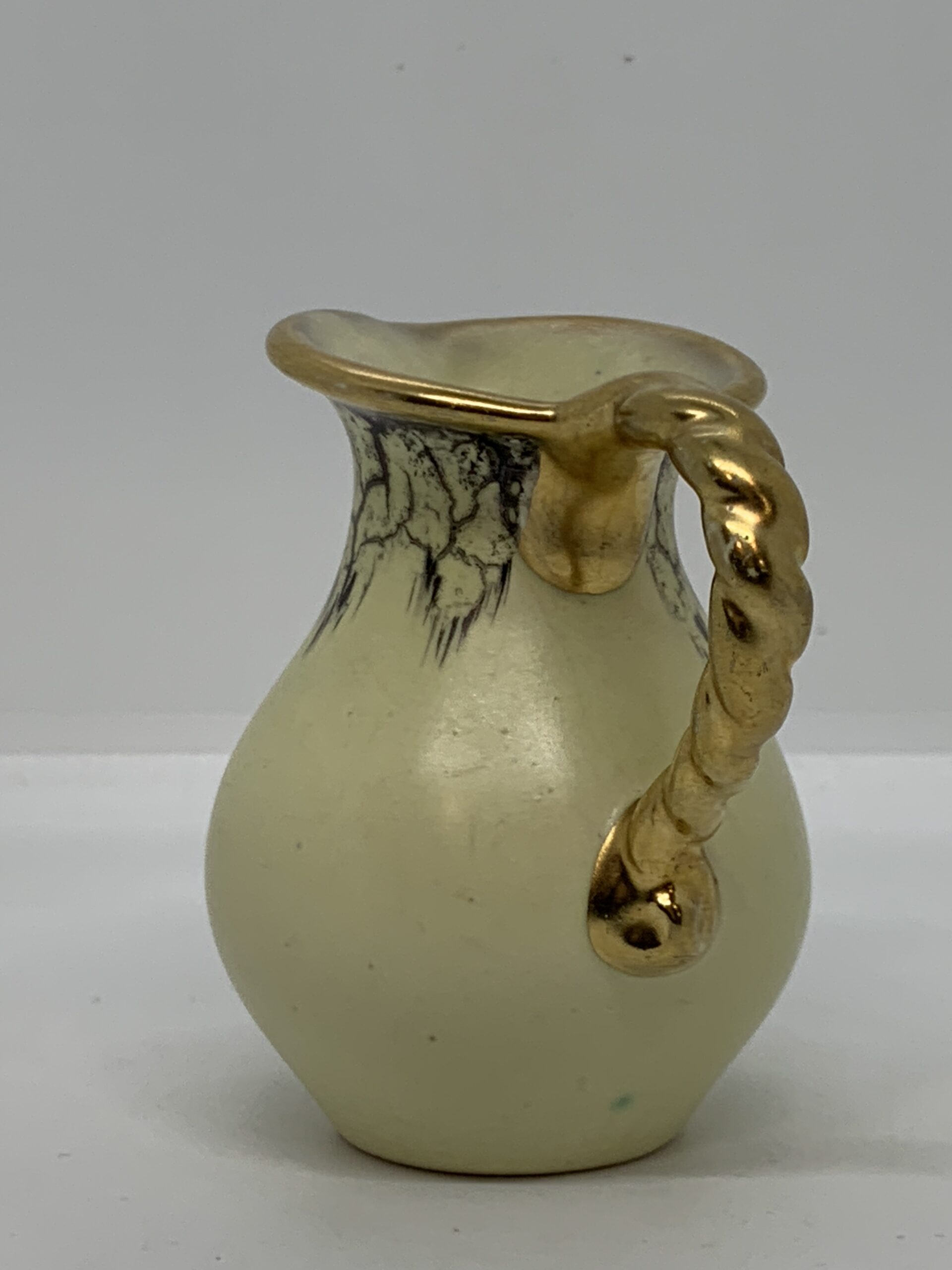 Yellow Jug with Black Pattern at Top Gilt Edge and Handle (marked to ...