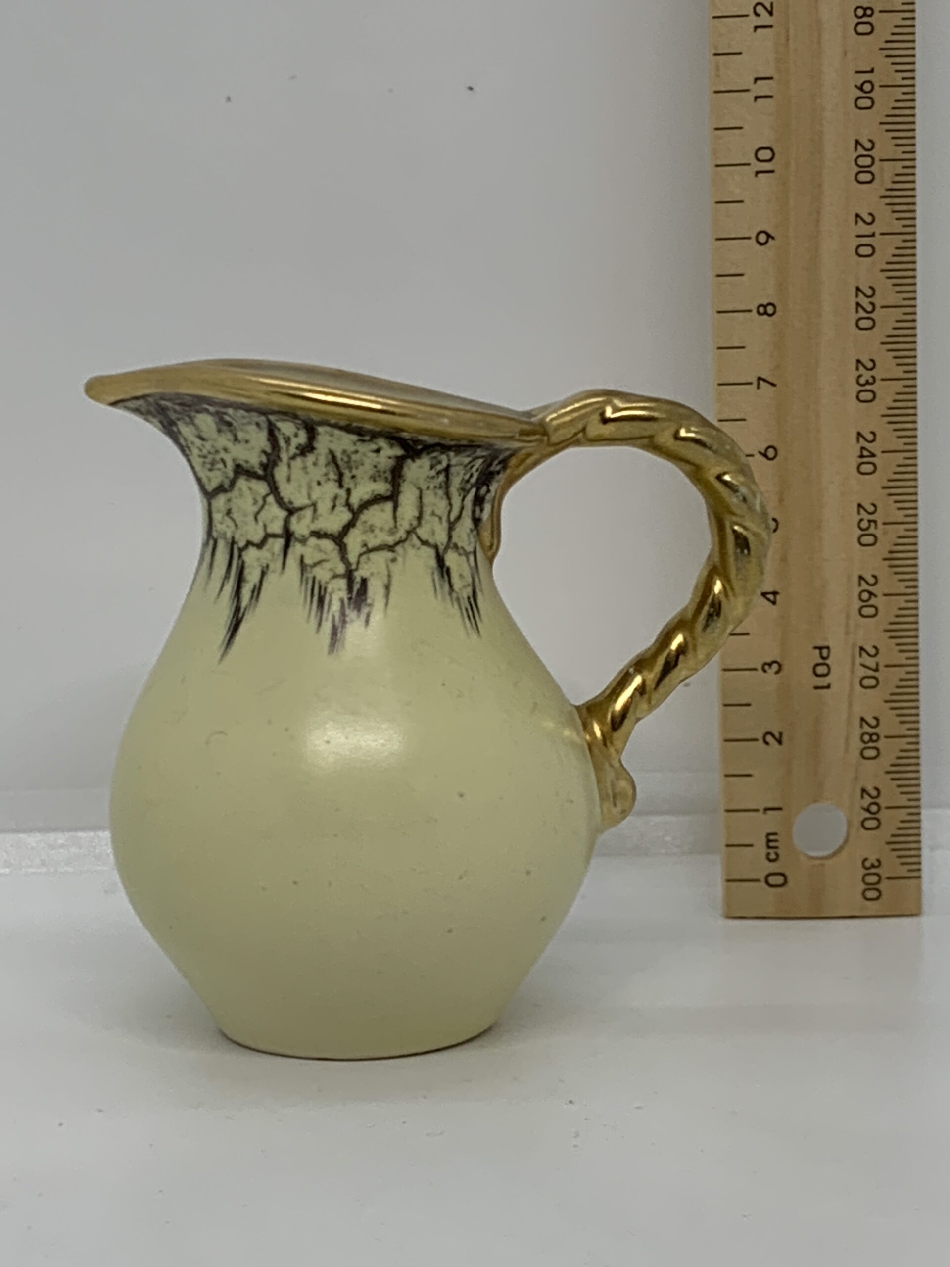 Yellow Jug with Black Pattern at Top Gilt Edge and Handle (marked to ...
