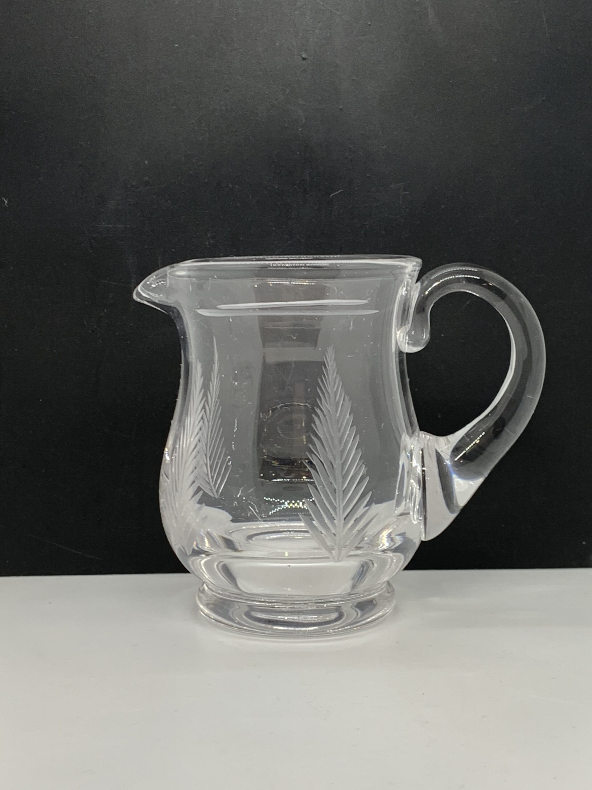 Stuart Crystal Jug with Etched Fern Pattern 9cm - Vintage Keepsakes