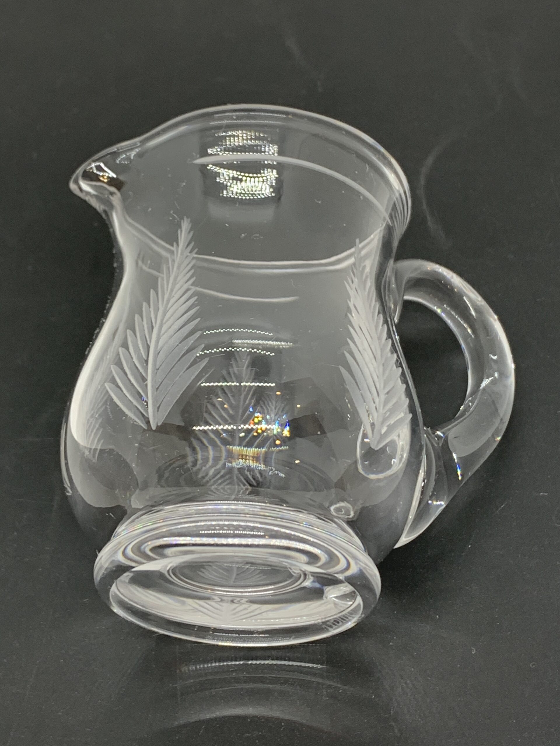 Stuart Crystal Jug with Etched Fern Pattern 9cm - Vintage Keepsakes