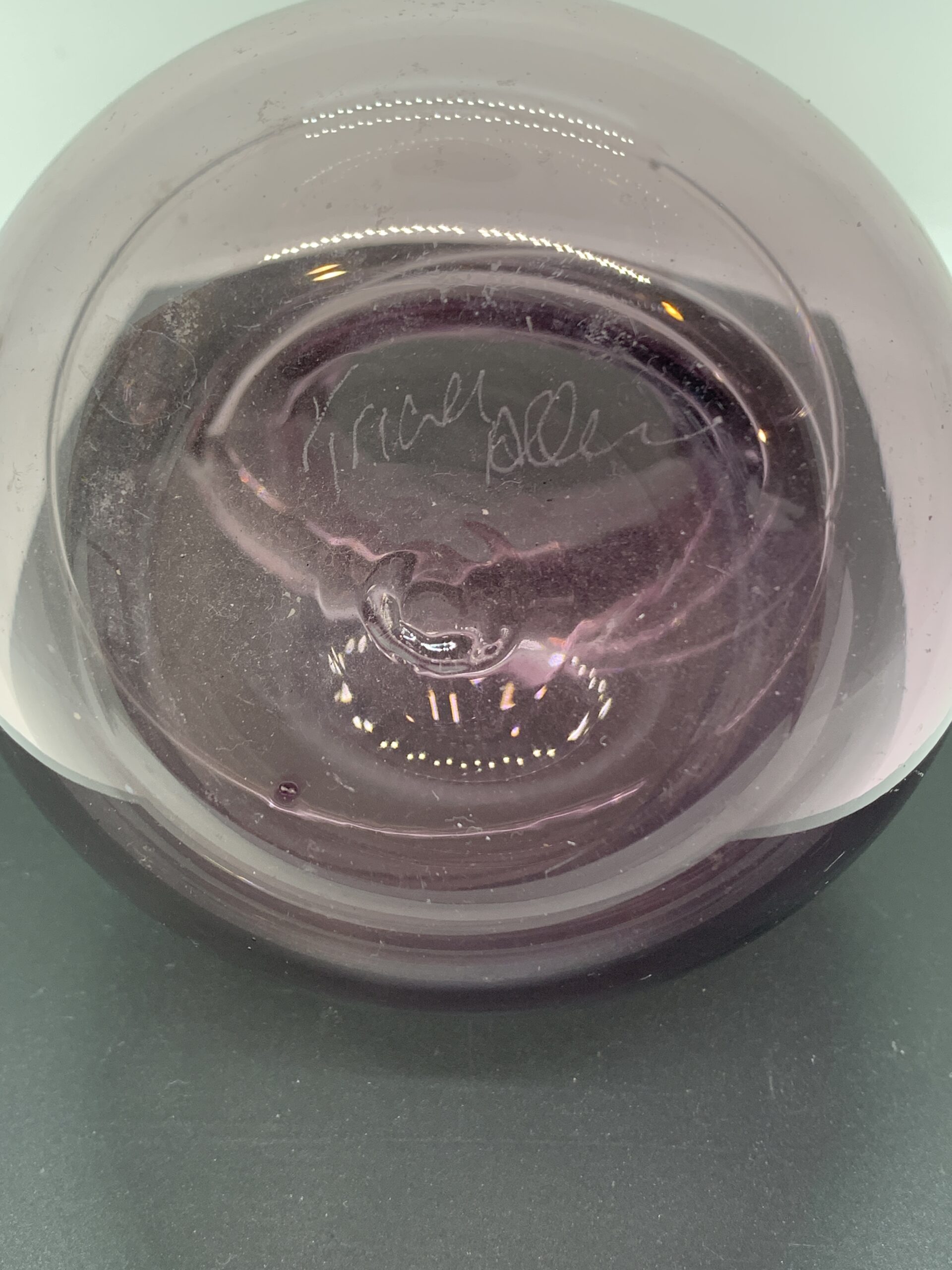 Tricia Allen Purple with Threaded Glass Vase signed 13cm - Vintage ...