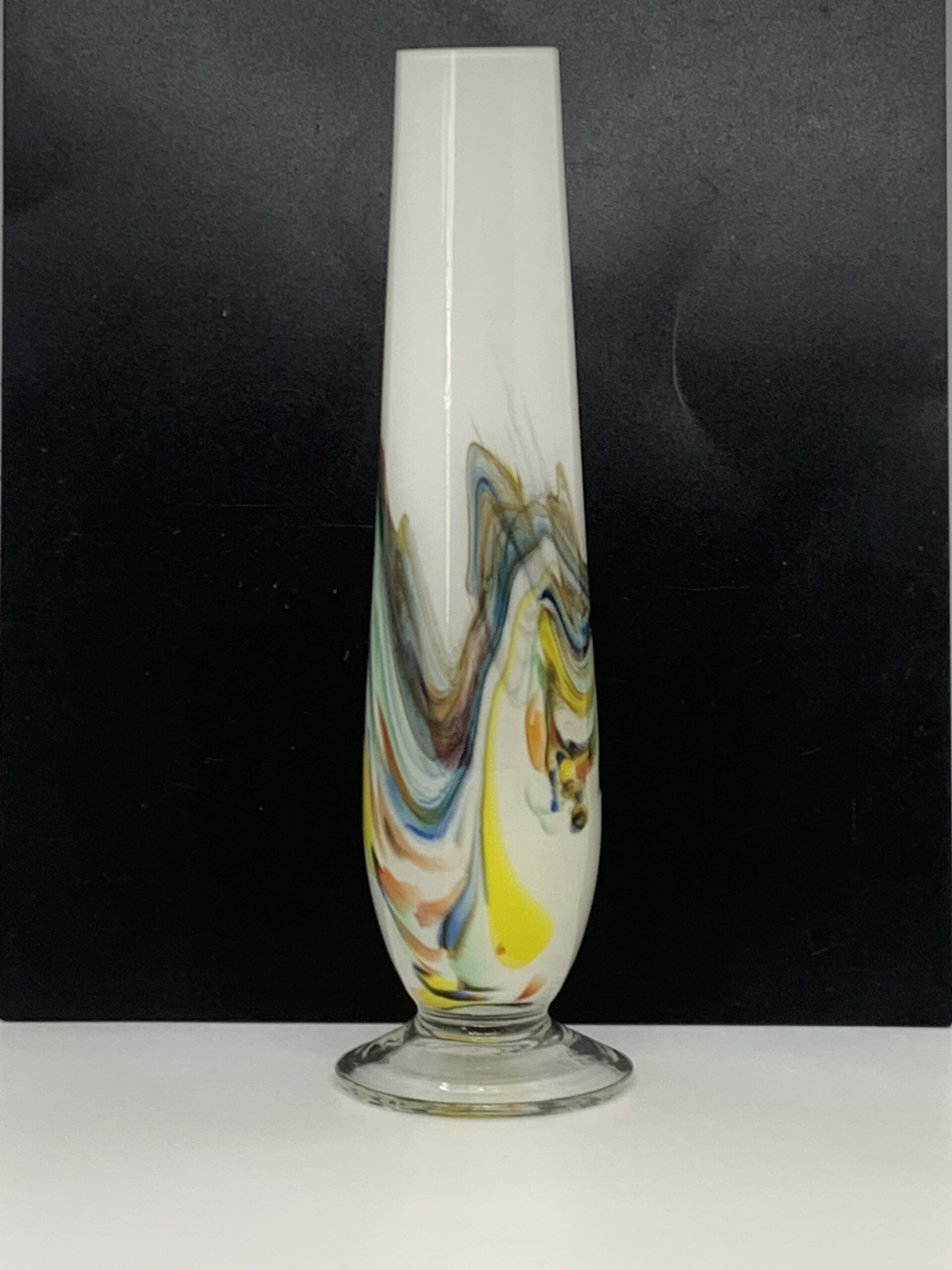 Dalian Ware Vase on Clear Pedestal Base 18cm - Vintage Keepsakes