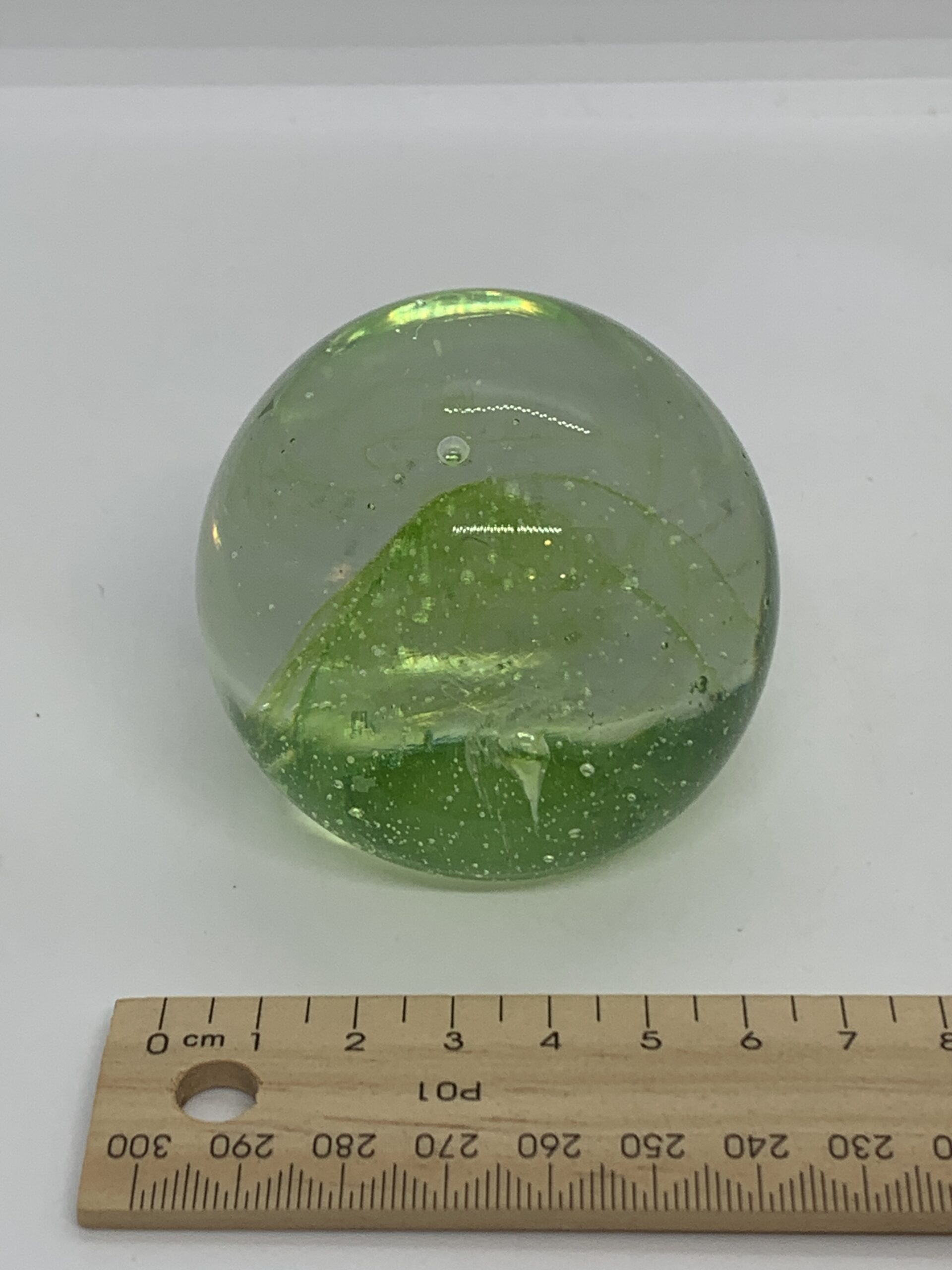 1976 Green Paperweight signed PD 76 5.5cm - Vintage Keepsakes