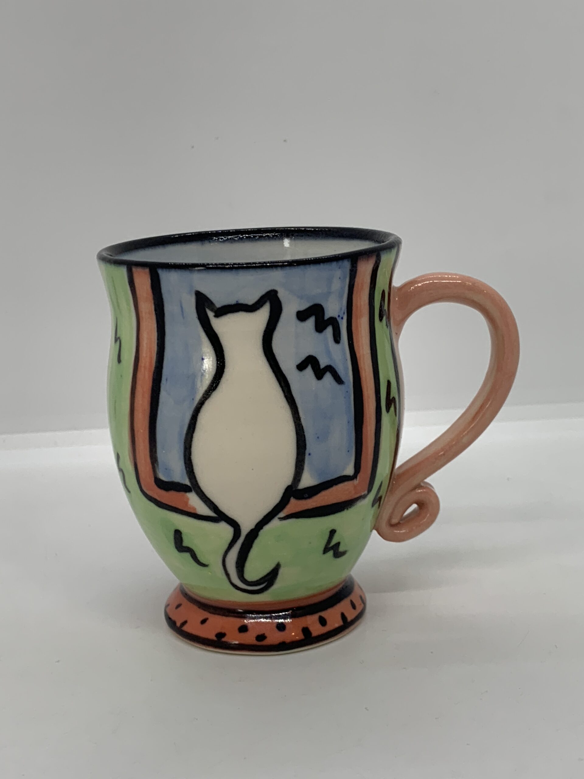 Cathie Oddie Mug with Cat Pattern 10cm - Vintage Keepsakes