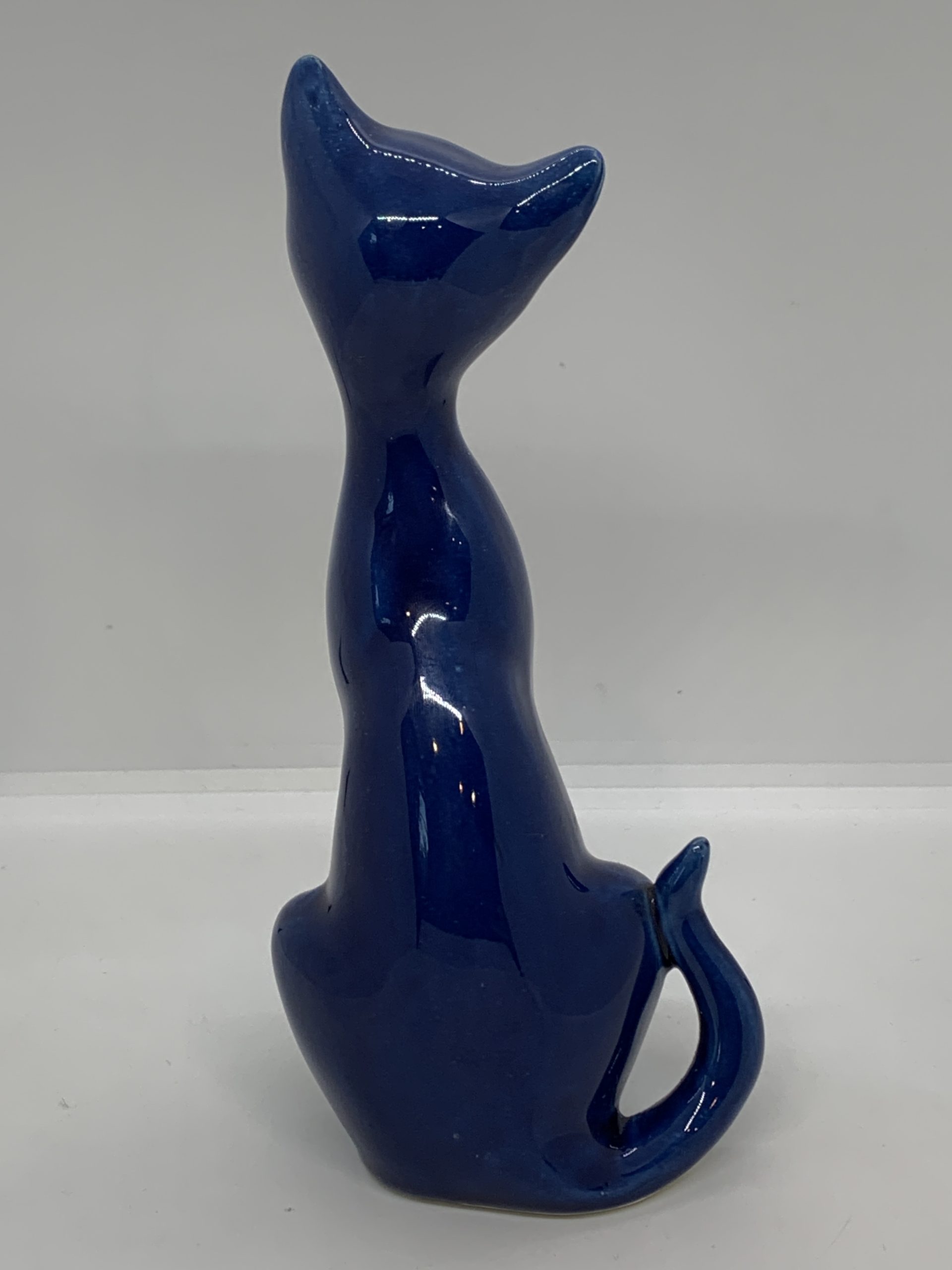 Blue Ceramic Cat 20cm - Vintage Keepsakes