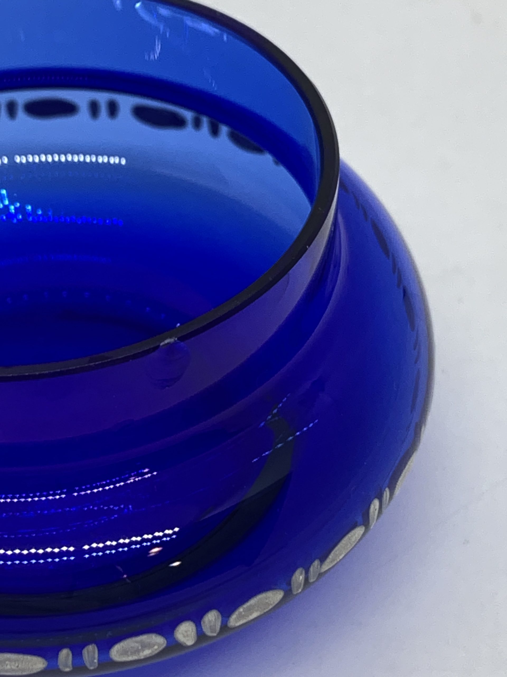 Cobalt Blue Glass Covered Dish with Hand Painted Piazza San Marco 8cm ...