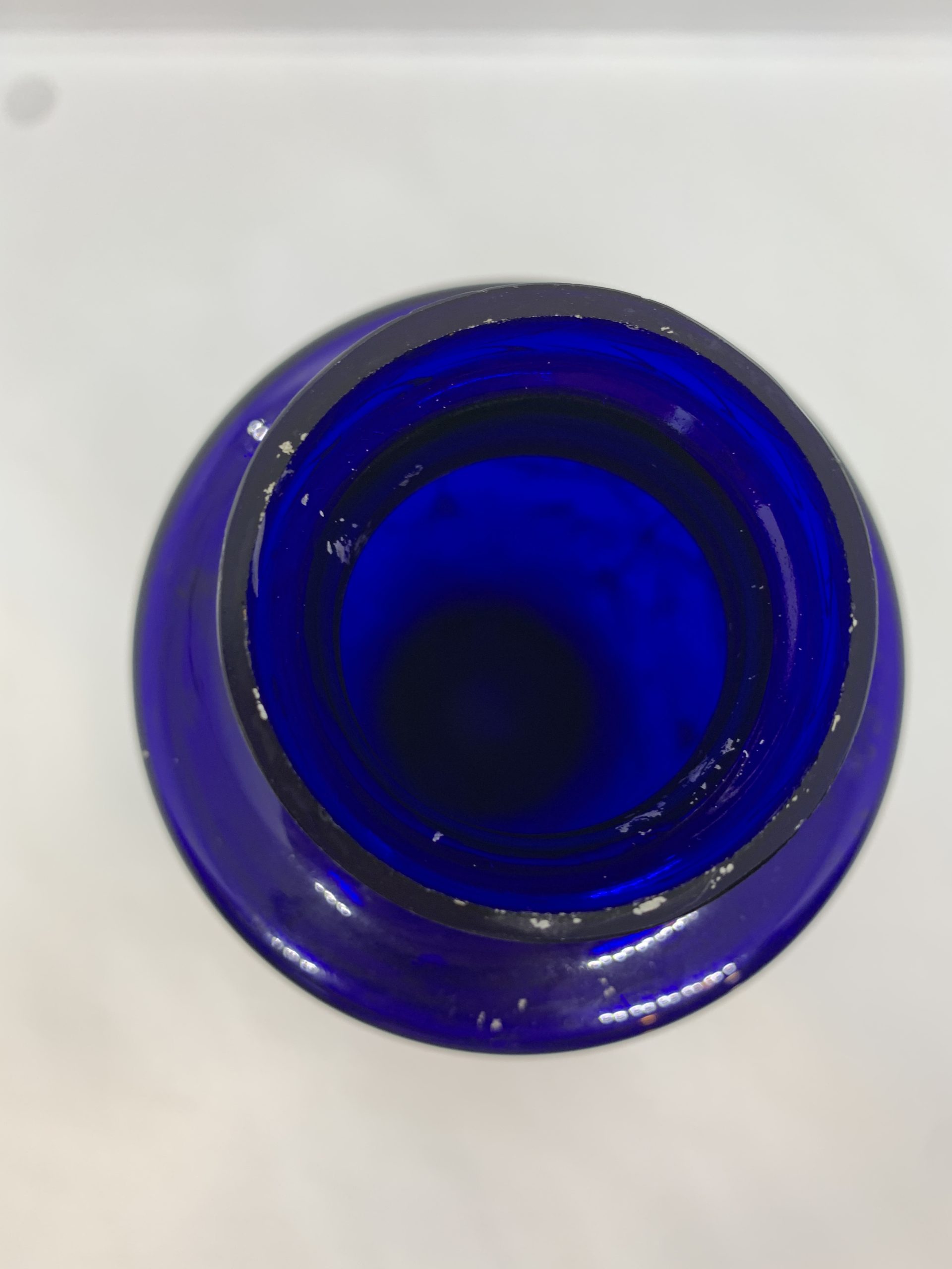 Cobalt Hand Painted Art Deco Style Vase with Rim 22cm - Vintage Keepsakes