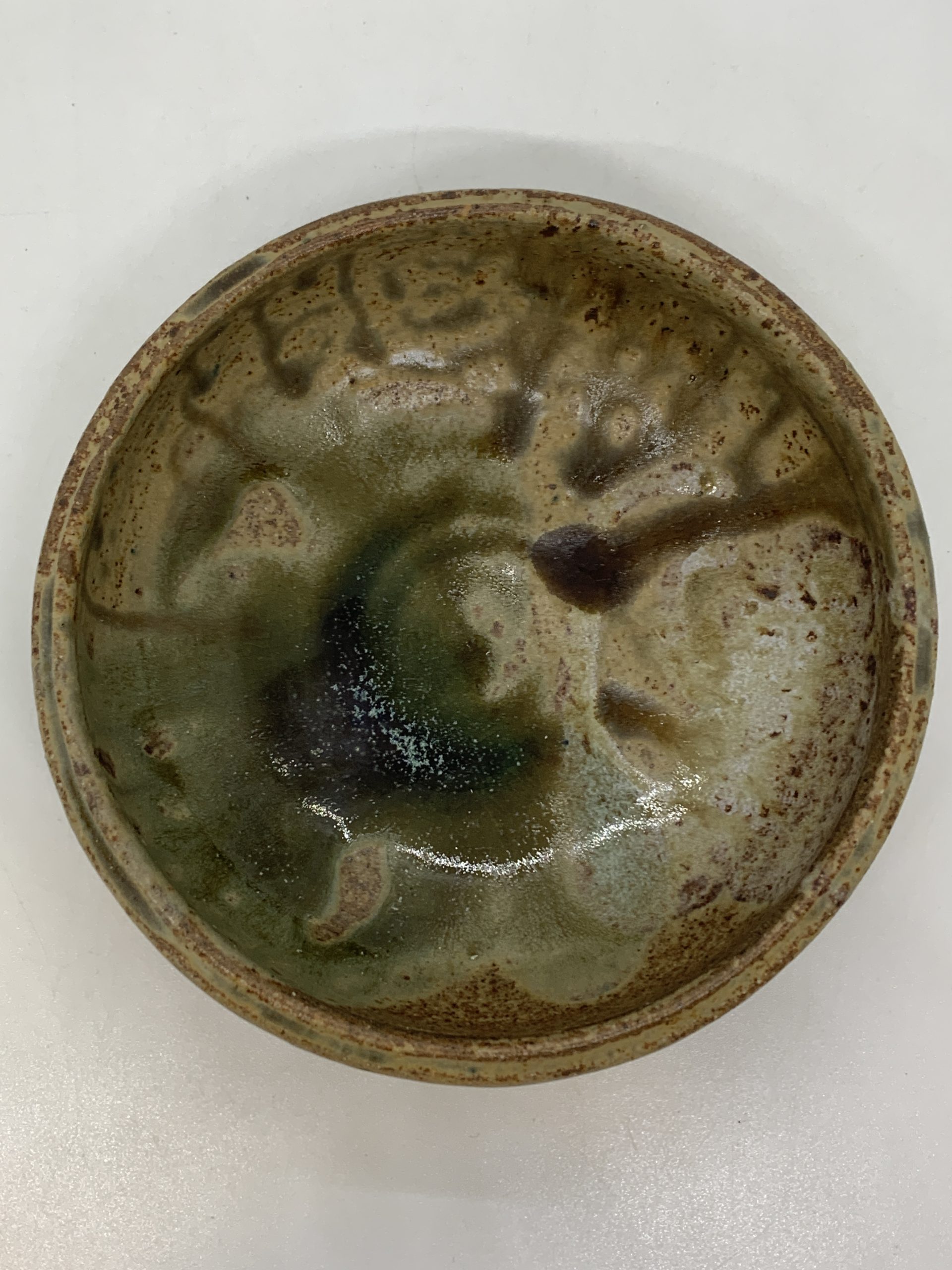 Milton Moon Green Pottery Bowl 14cm (signed) - Vintage Keepsakes
