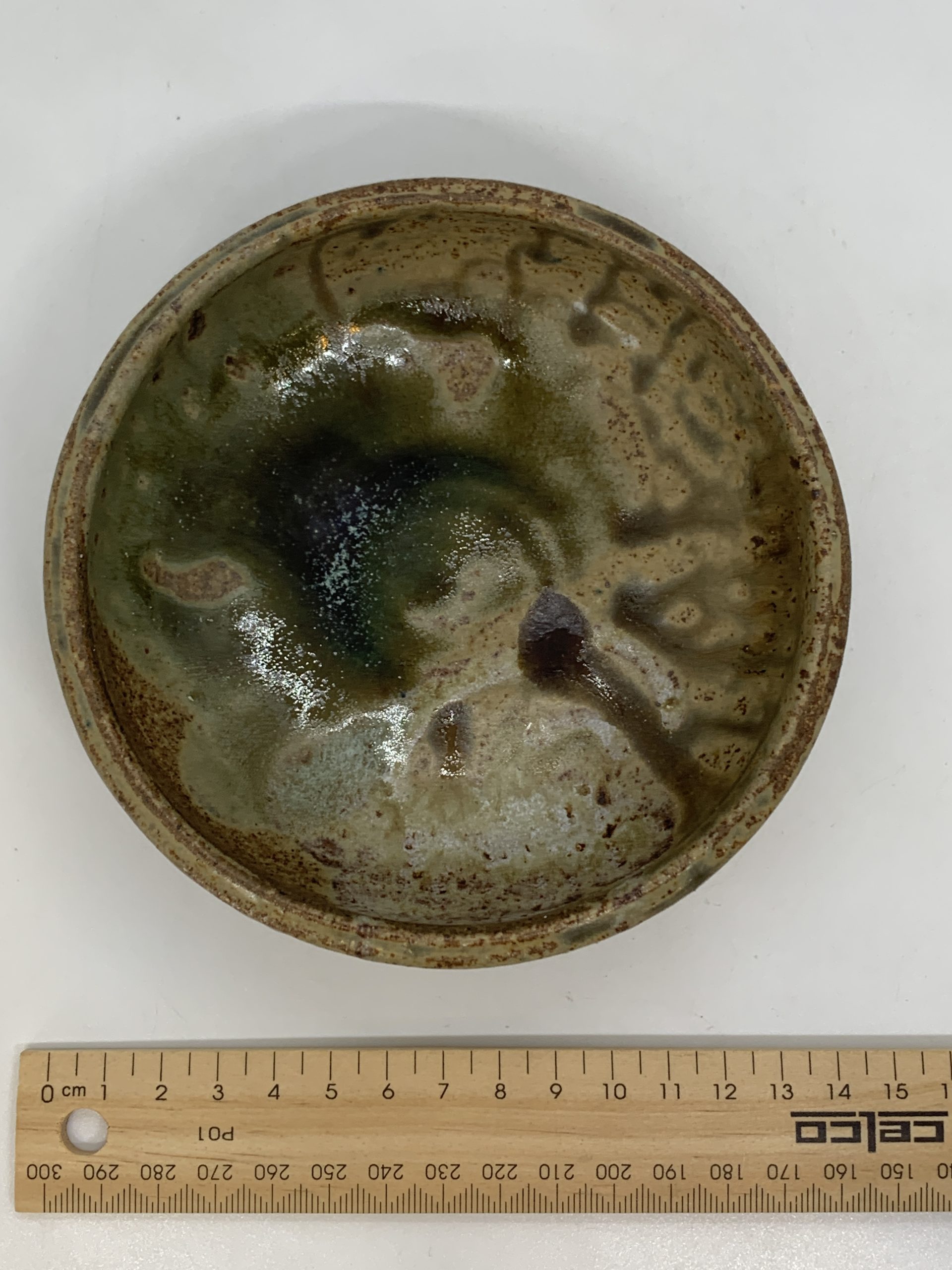 Milton Moon Green Pottery Bowl 14cm (signed) - Vintage Keepsakes
