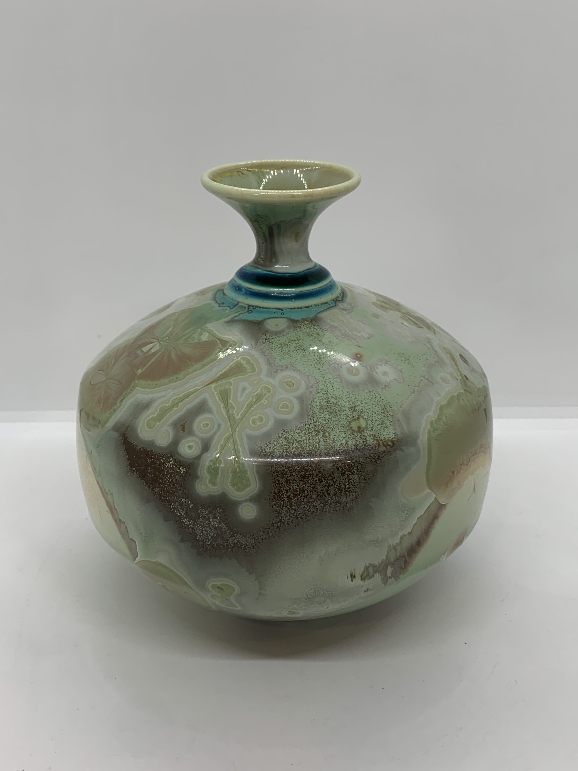 David Oswald Crystalline Glaze Pottery Vase 15cm - Vintage Keepsakes