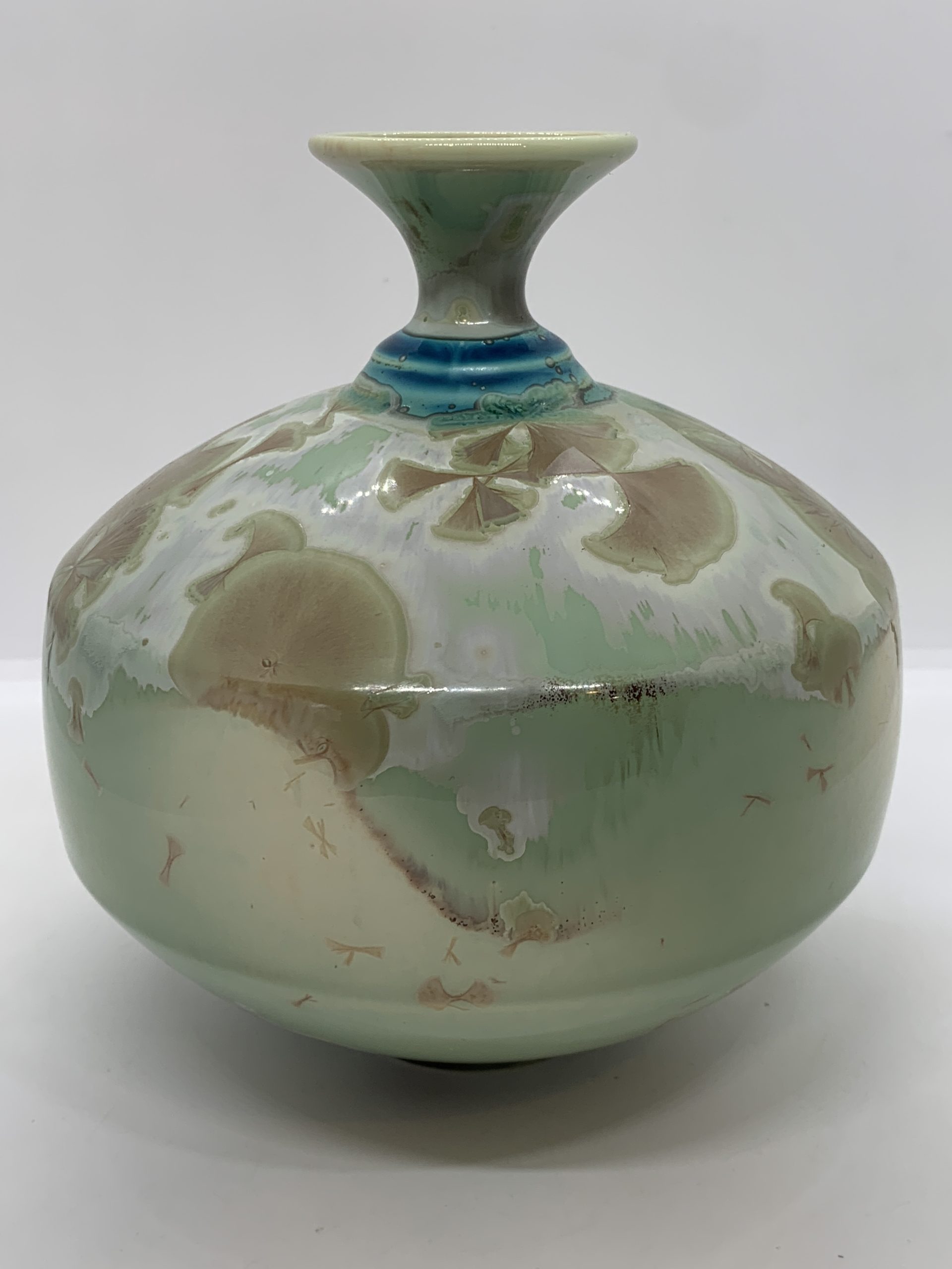 David Oswald Crystalline Glaze Pottery Vase 15cm - Vintage Keepsakes