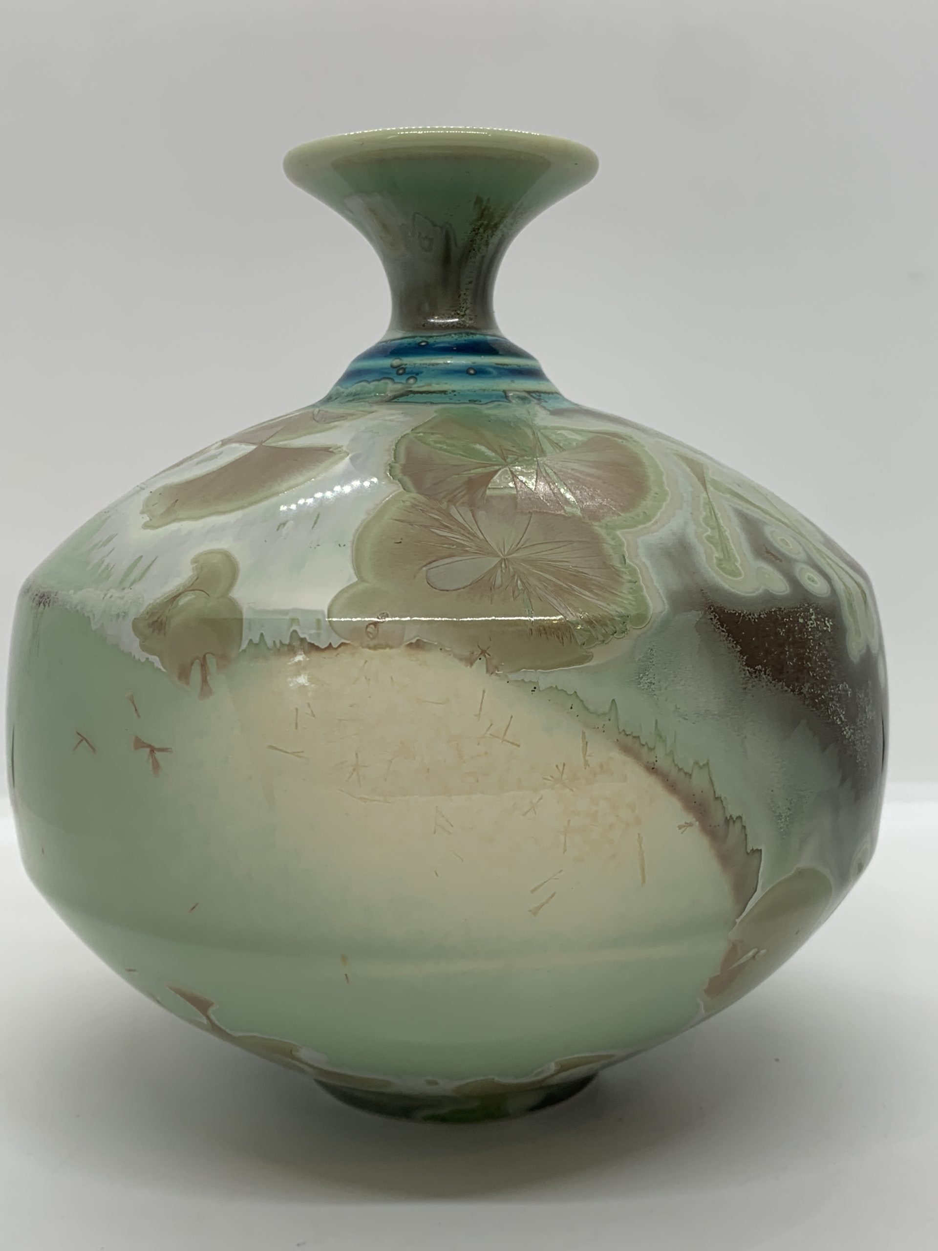 David Oswald Crystalline Glaze Pottery Vase 15cm - Vintage Keepsakes