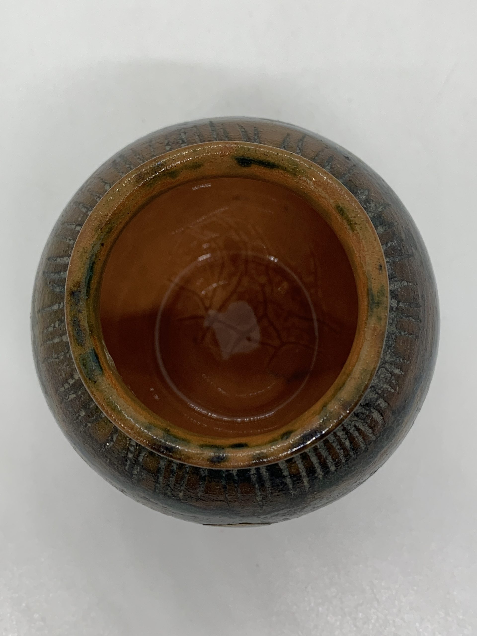 Elke Pottery Ball Vase (stickered) 9cm - Vintage Keepsakes