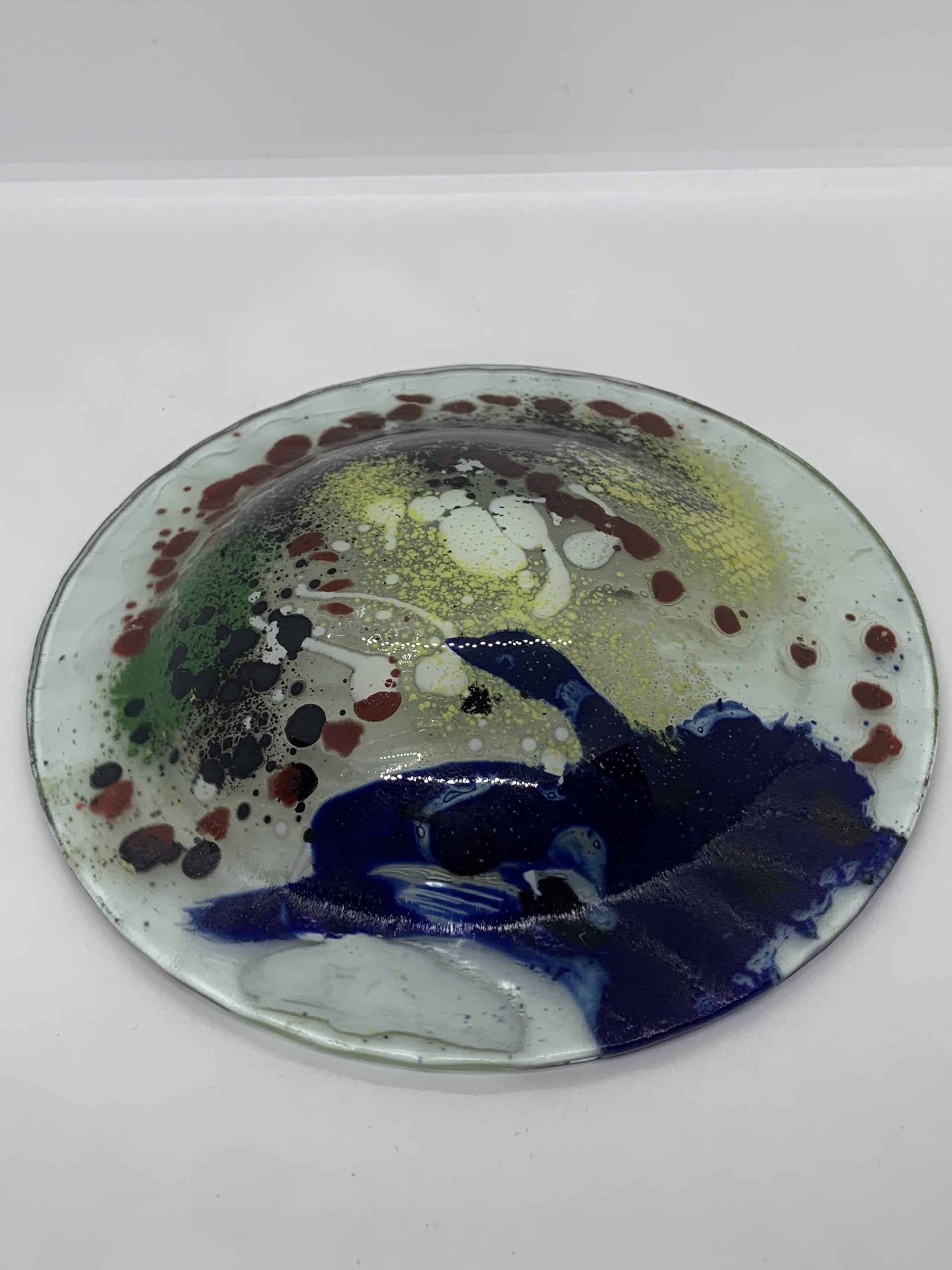 Glass Fused Glass Bowl 21.5cm - Vintage Keepsakes