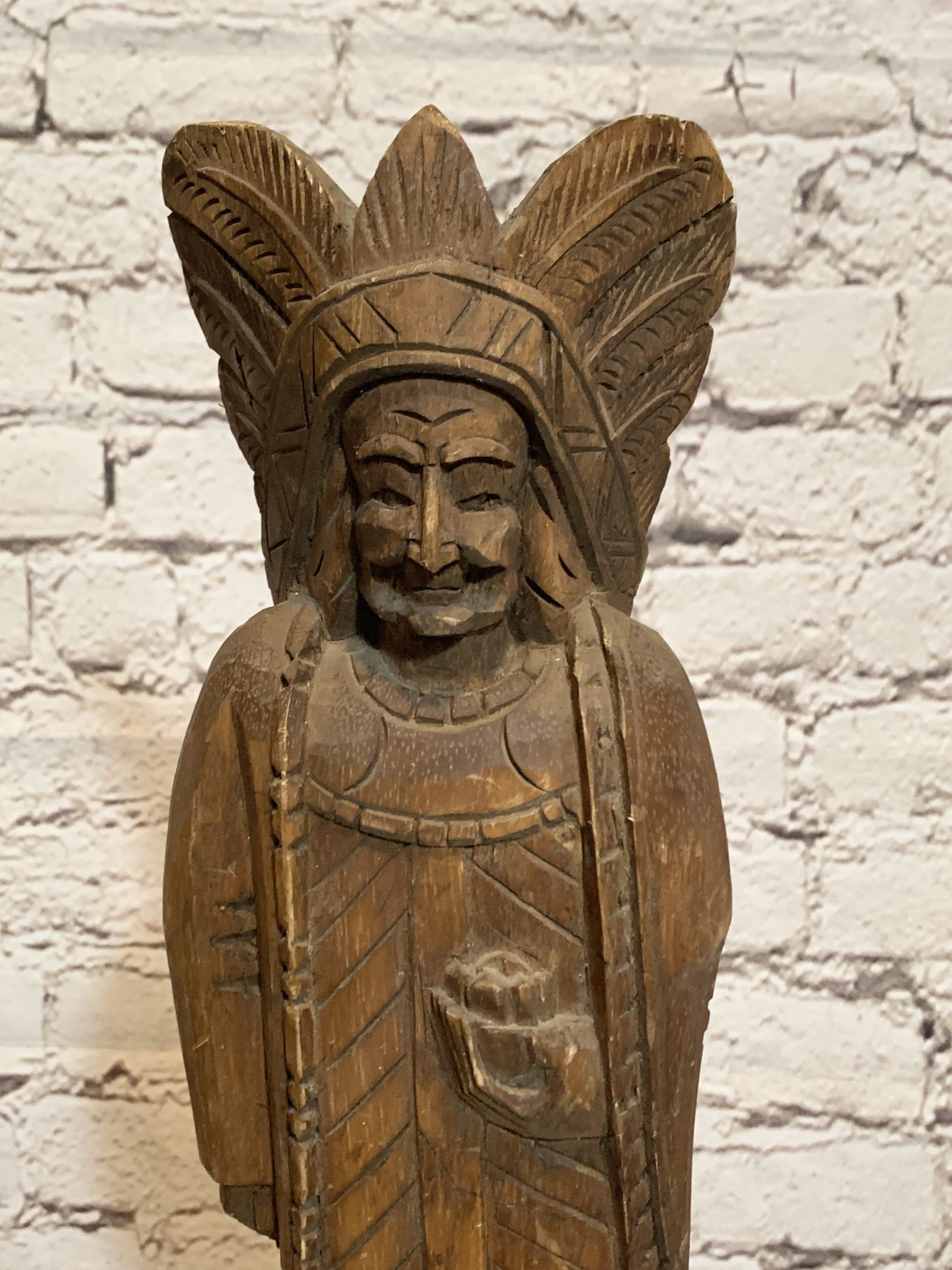 Wooden Standing Indian Man Totem 51cm - Vintage Keepsakes