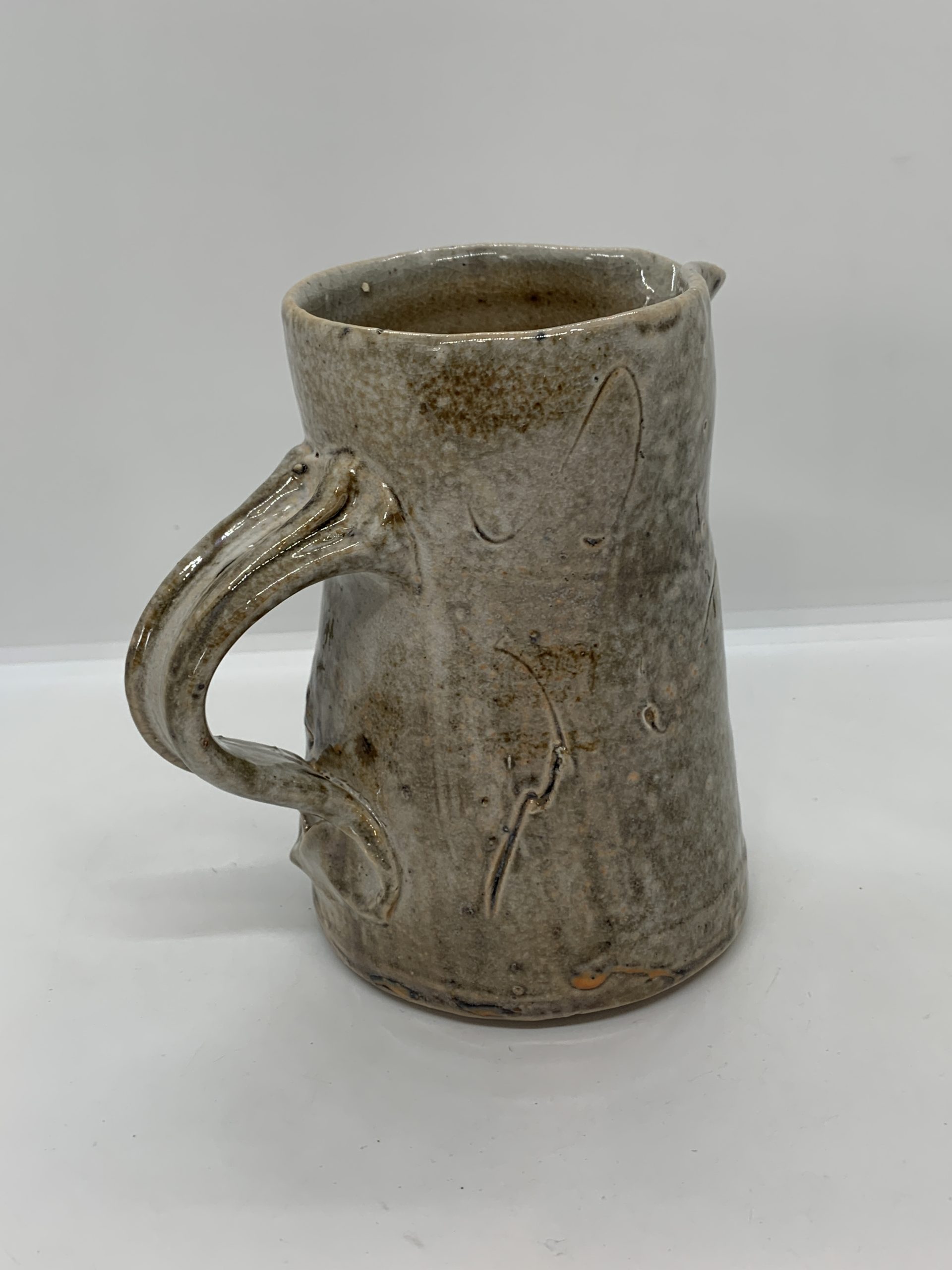 Janet Mansfield Wood Fired Pottery Jug 14.5cm (signed) - Vintage Keepsakes