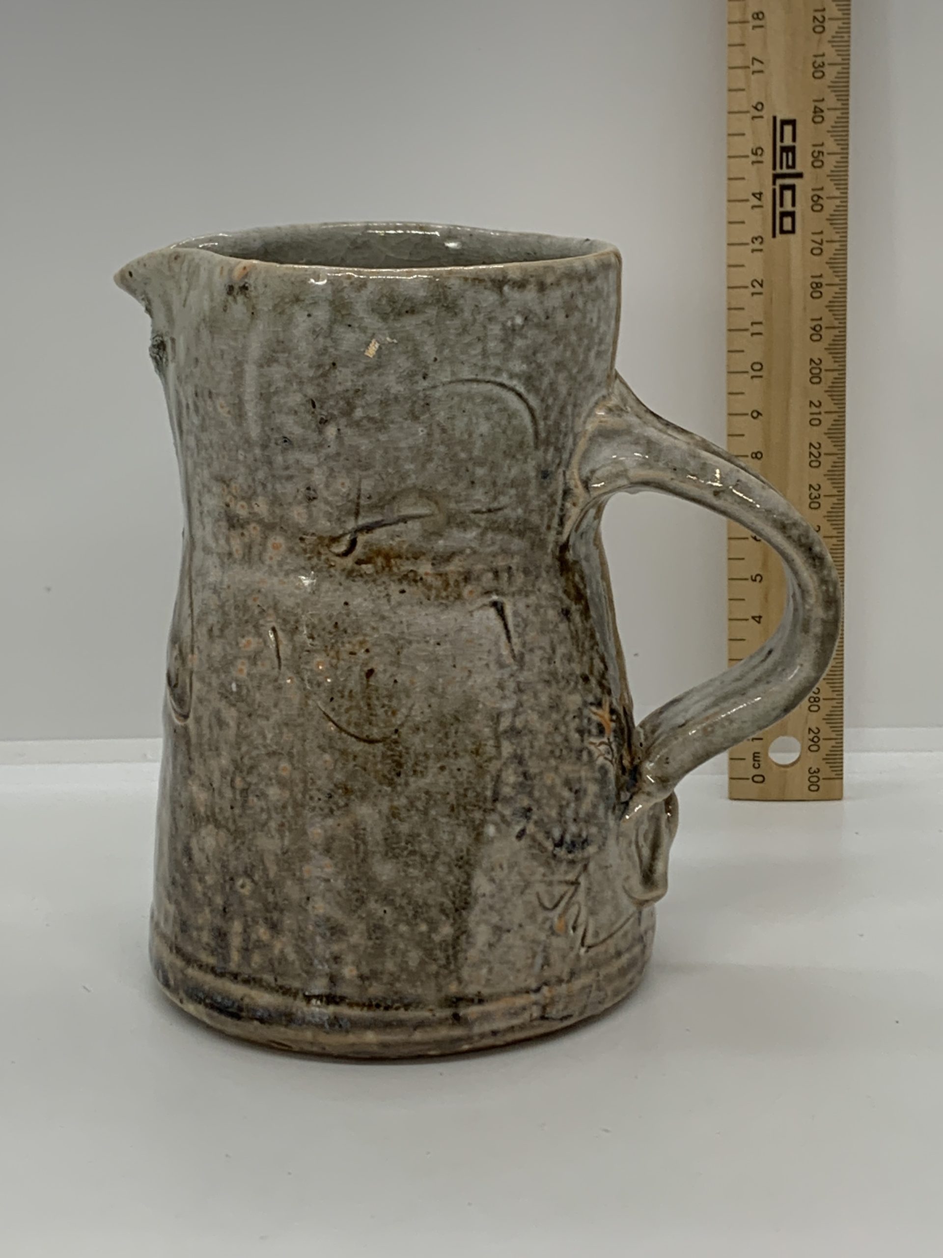 Janet Mansfield Wood Fired Pottery Jug 14.5cm (signed) - Vintage Keepsakes