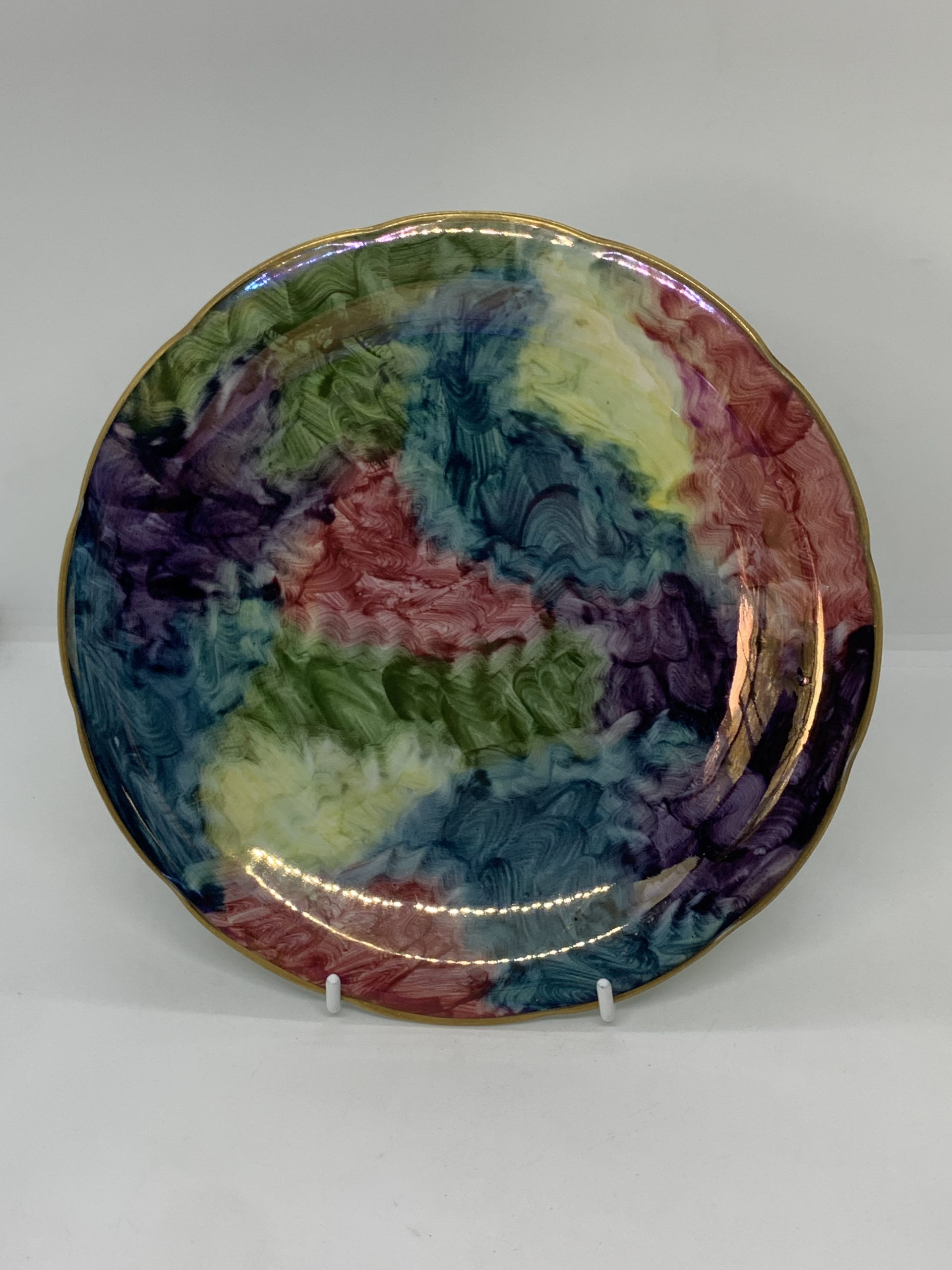 Coronaware Colourful Lusterware Plate 22.5cm - Vintage Keepsakes