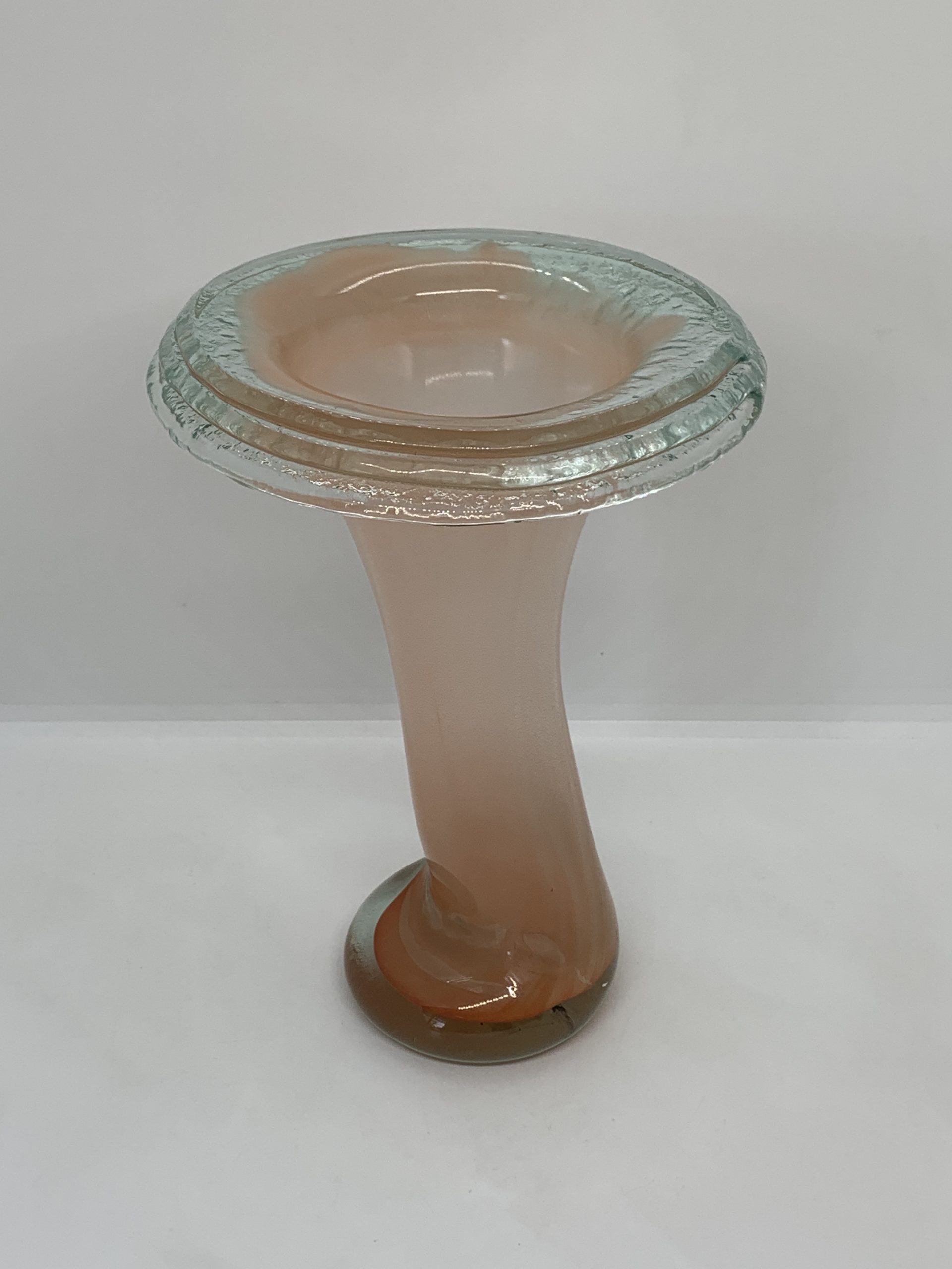 Dominic OLeary Peach and Clear Slump Glass Trumpet Vase 21cm - Vintage ...