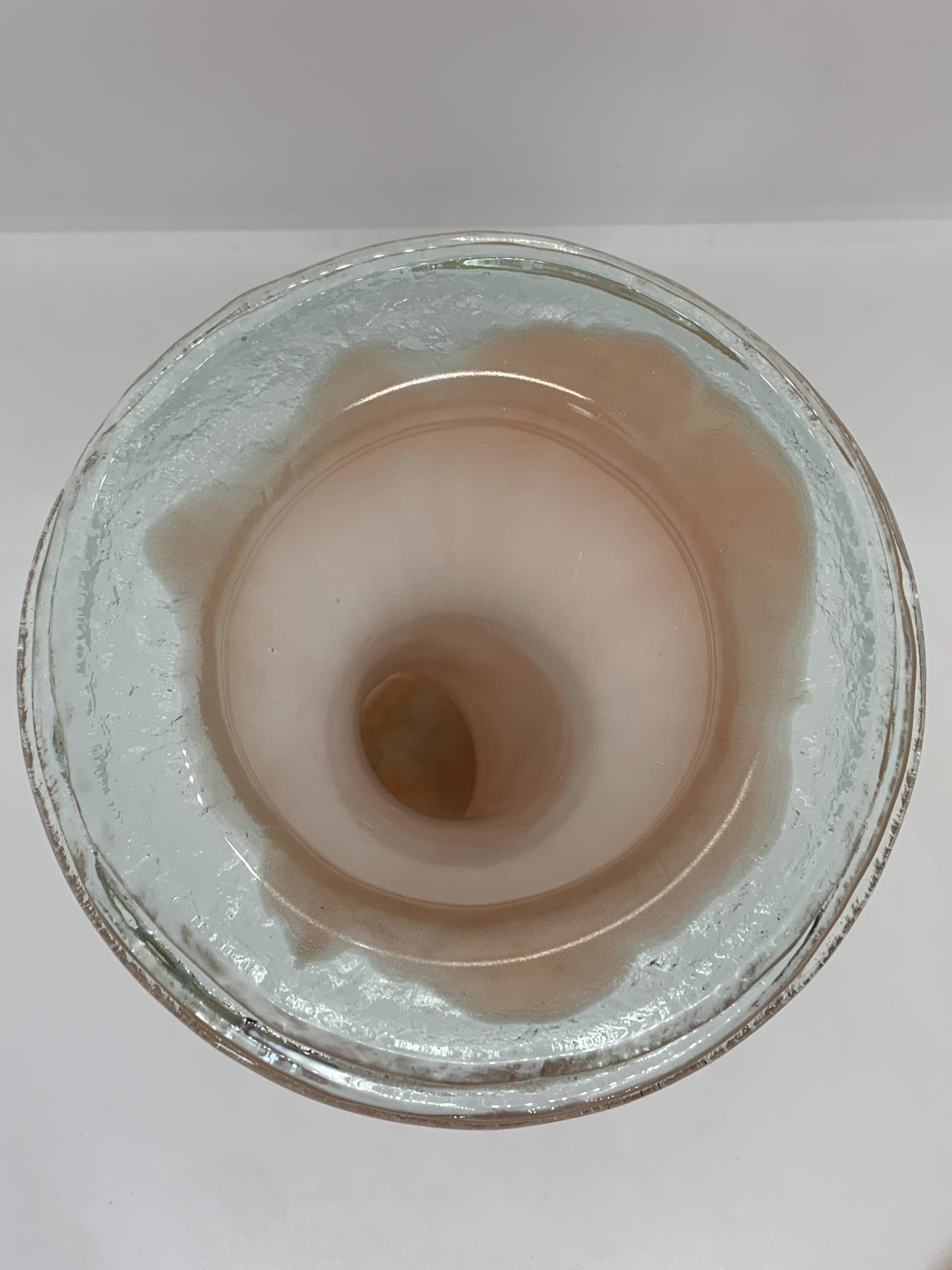 Dominic OLeary Peach and Clear Slump Glass Trumpet Vase 21cm - Vintage ...