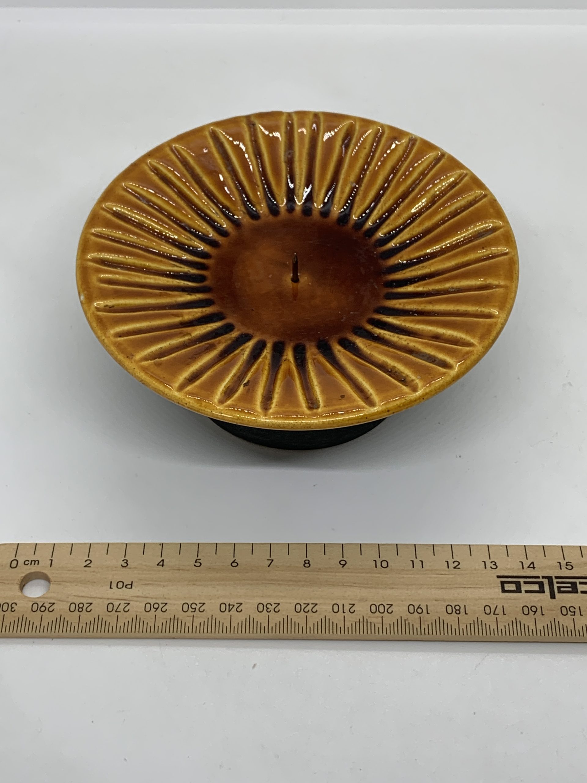 Elke Pottery Candle Stick 12cm wide - Vintage Keepsakes